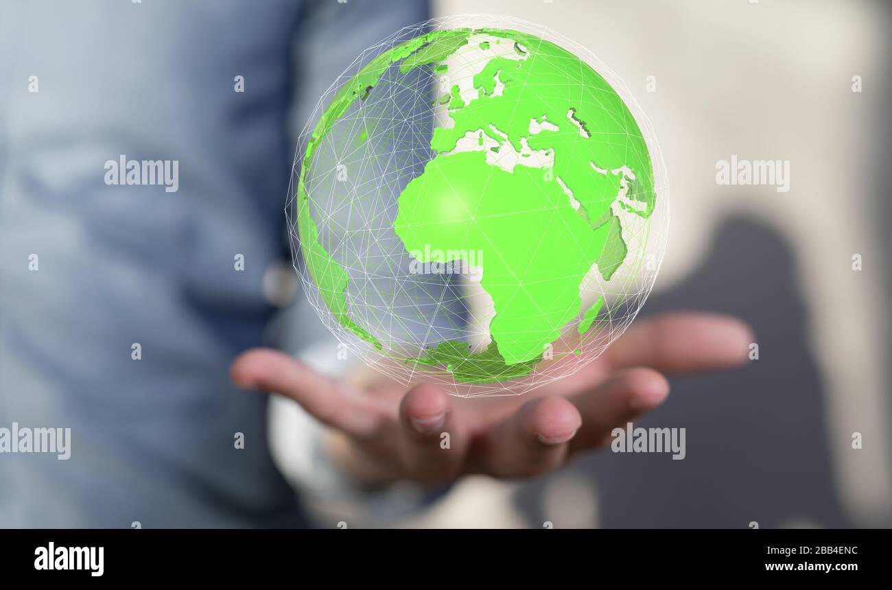 A Human Hand Holding The World In Hands Stock Photo - Alamy