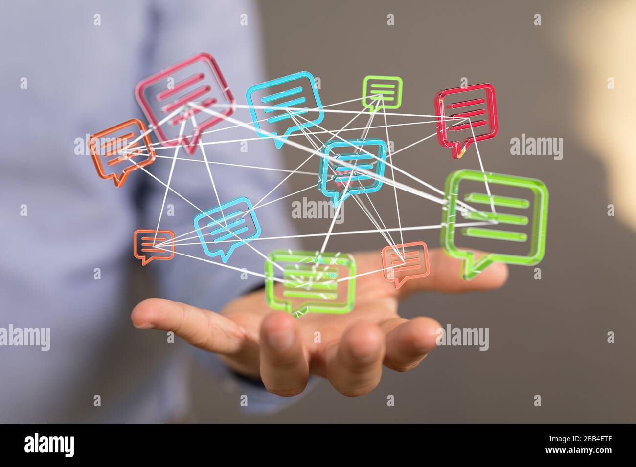 A Empty speech bubble hands feedback communication Stock Photo - Alamy