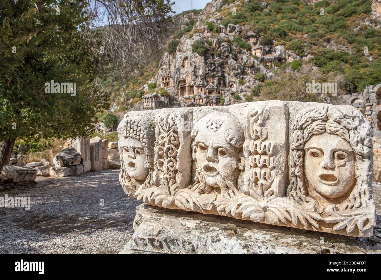 old stone masks used in theater actors in the rock tombs in Myra ...