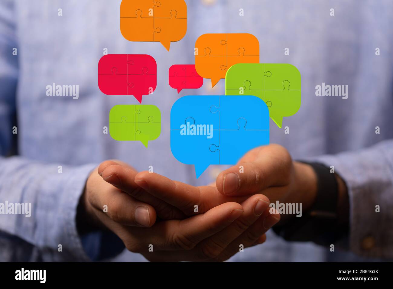 A ilustration of a communication concept. The word communication with ...