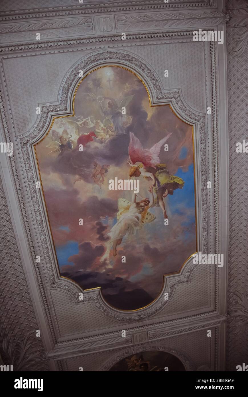 Antique paintings with angels on the ceilings of the Royal Palace ...
