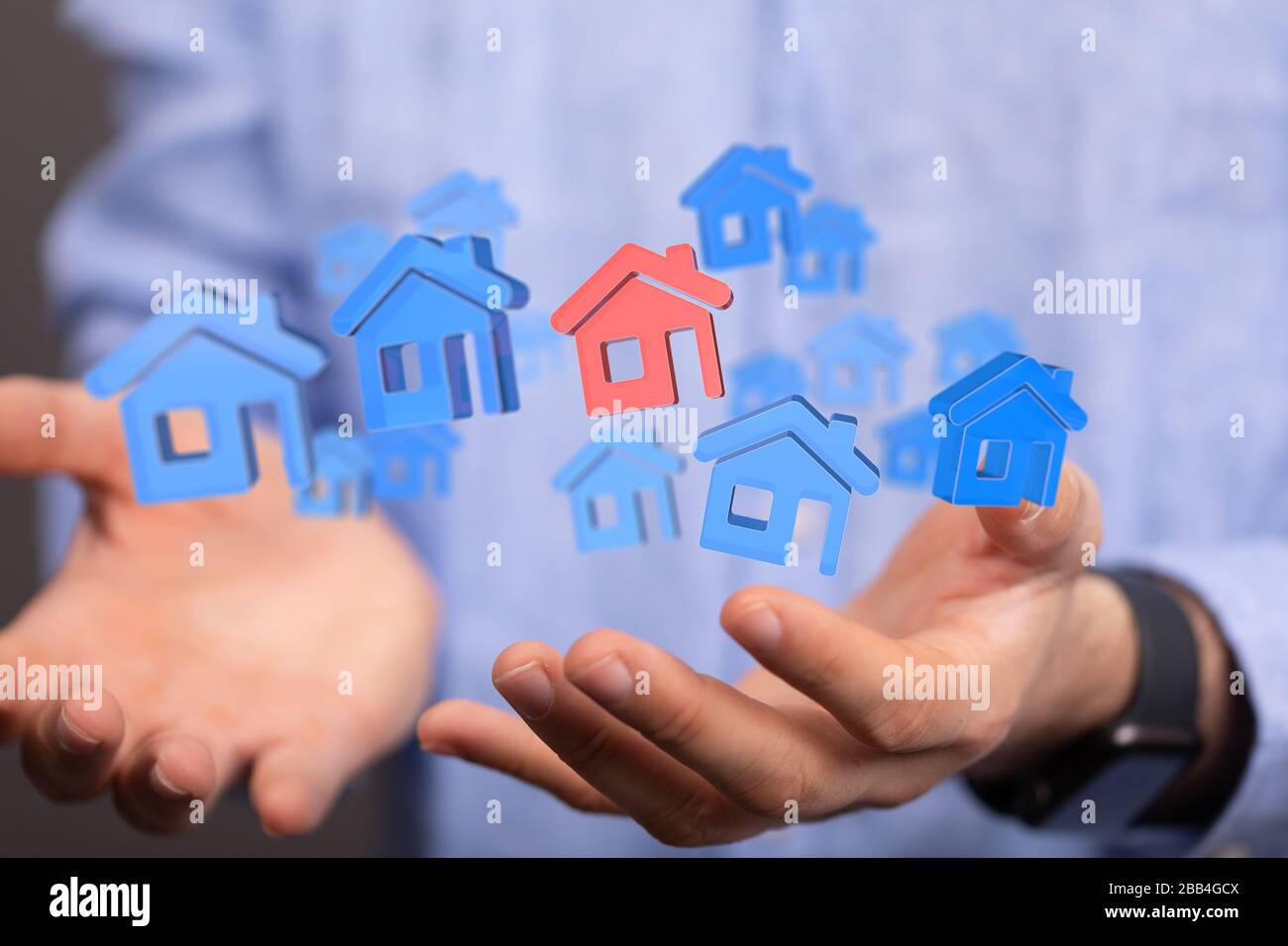 A digital small house with a roof concept Stock Photo - Alamy