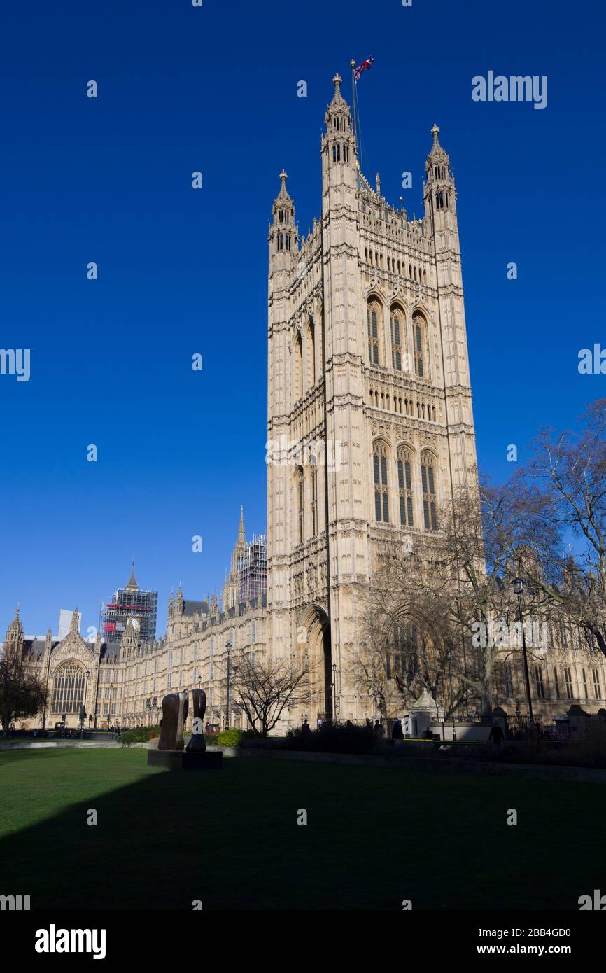 A Union Jack flag flying from, The Victoria Tower, The Palace of ...