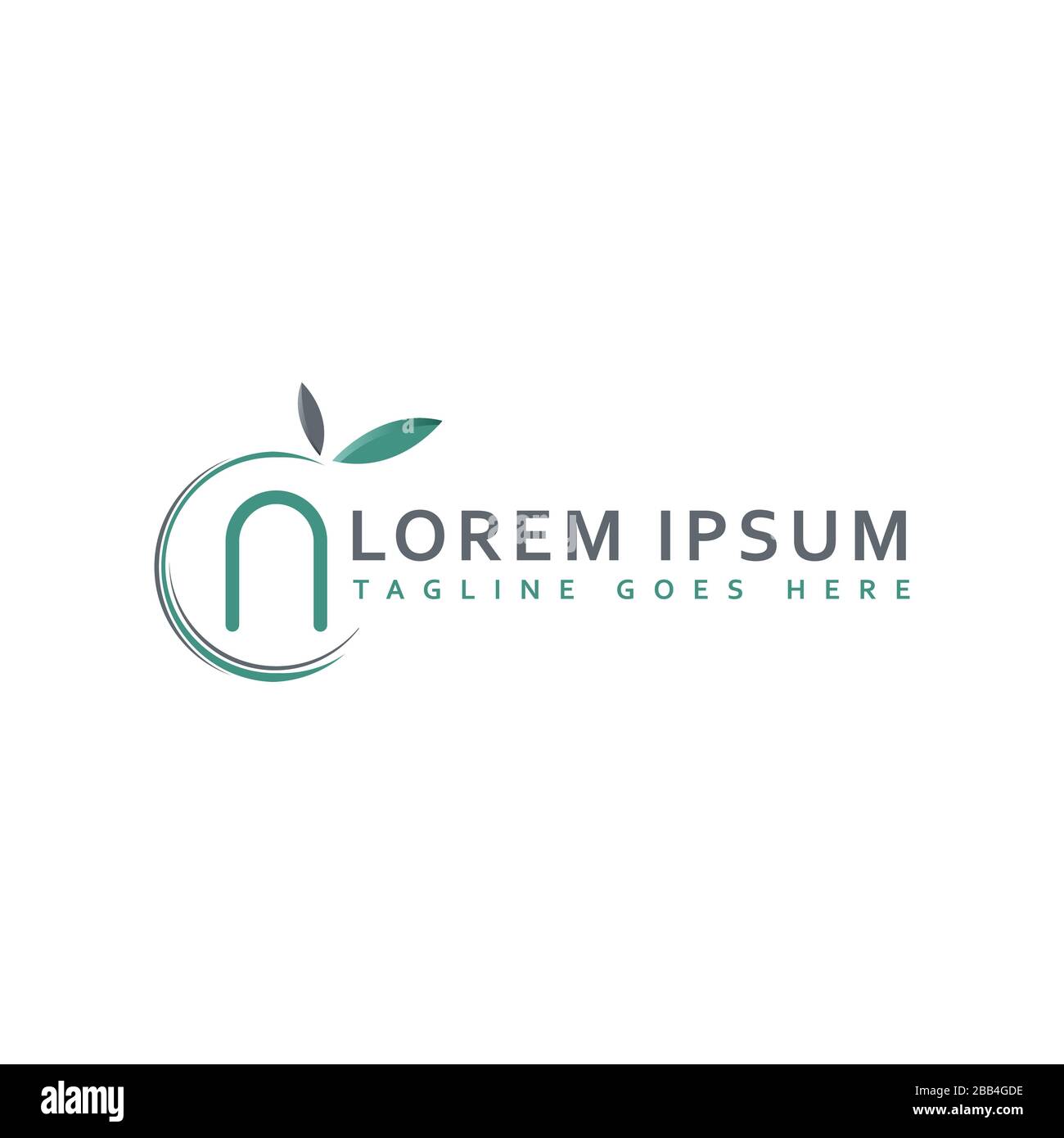 letter N logo concept overlapping circle line with leaf element icon ...