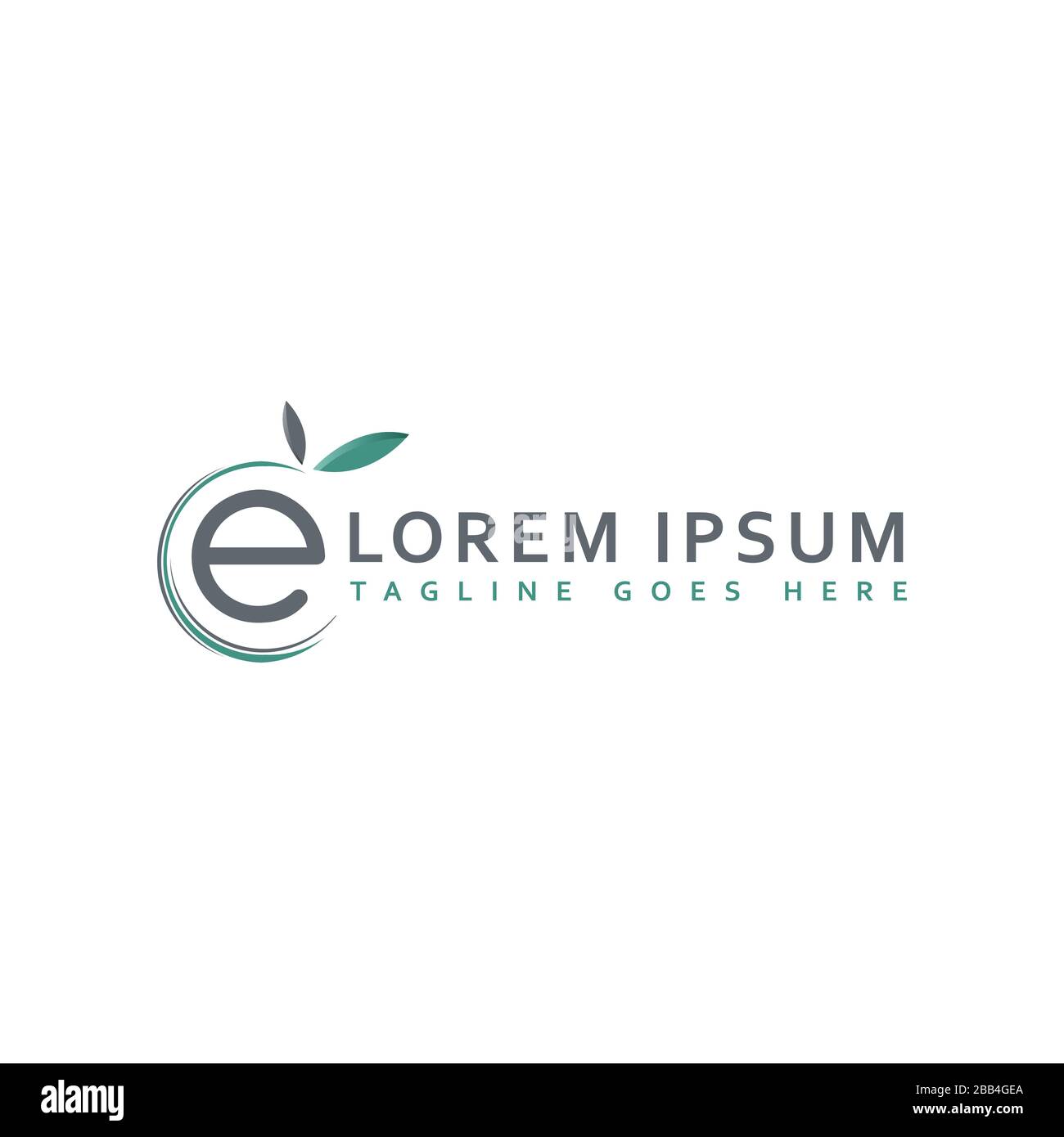 letter E logo concept overlapping circle line with leaf element icon ...