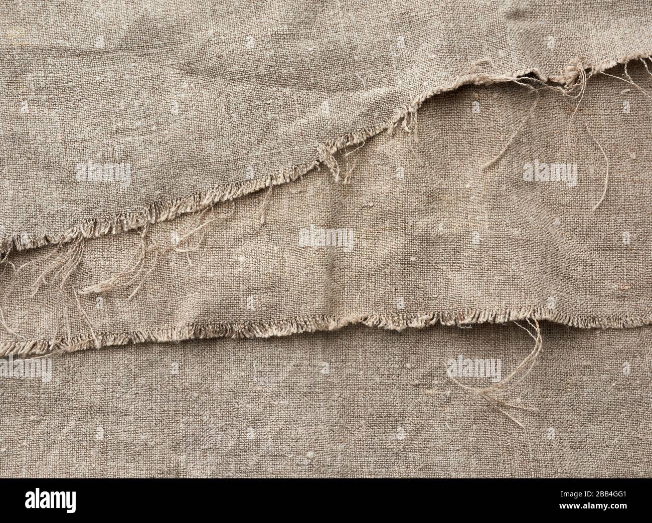 texture very old vintage gray linen fabric, full frame, rough antique ...