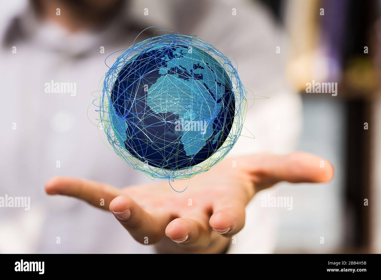 A Human Hand Holding The World In Hands Stock Photo - Alamy