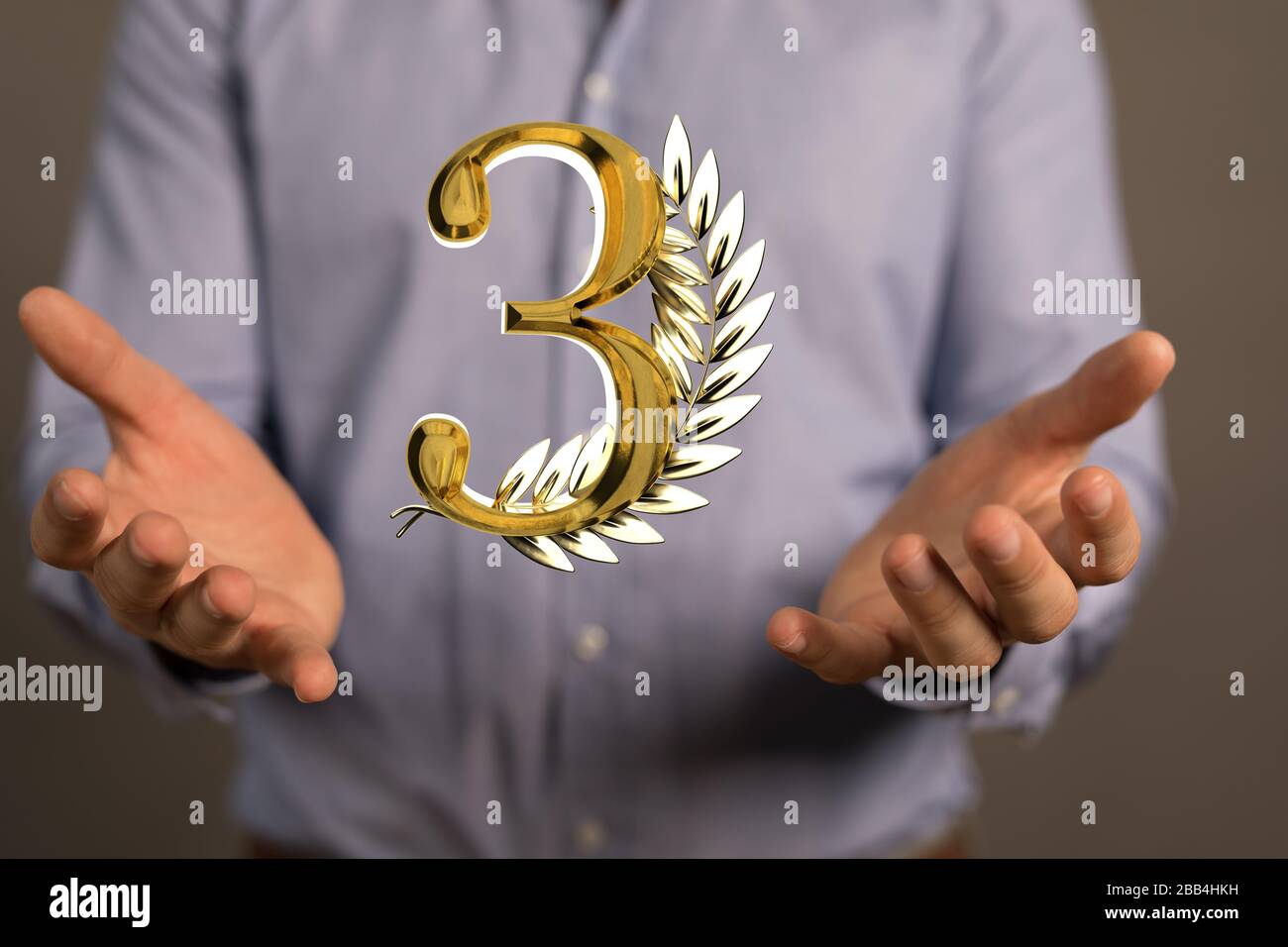A Three or 3 Years award Digital number award Anniversary 3d Stock ...