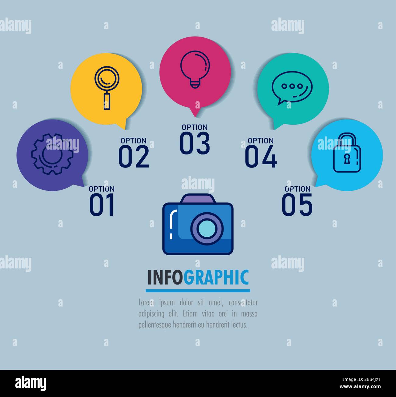 statistical infographic with camera and icons Stock Vector Image & Art ...
