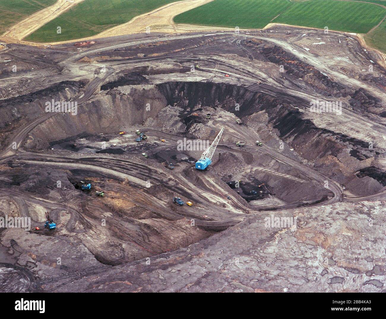 An aerial view of opencast mining at Castleford, West Yorkshire ...