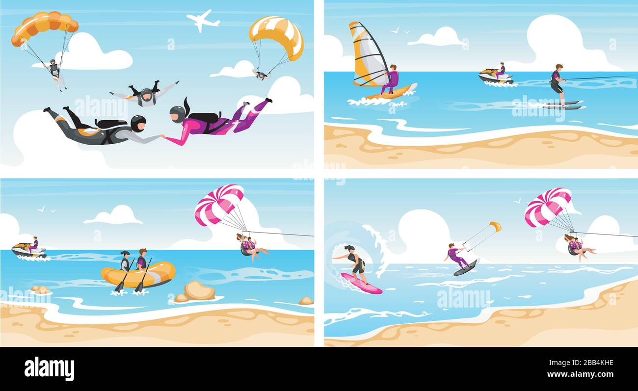 Extreme sport flat vector illustrations set Stock Vector Image & Art ...