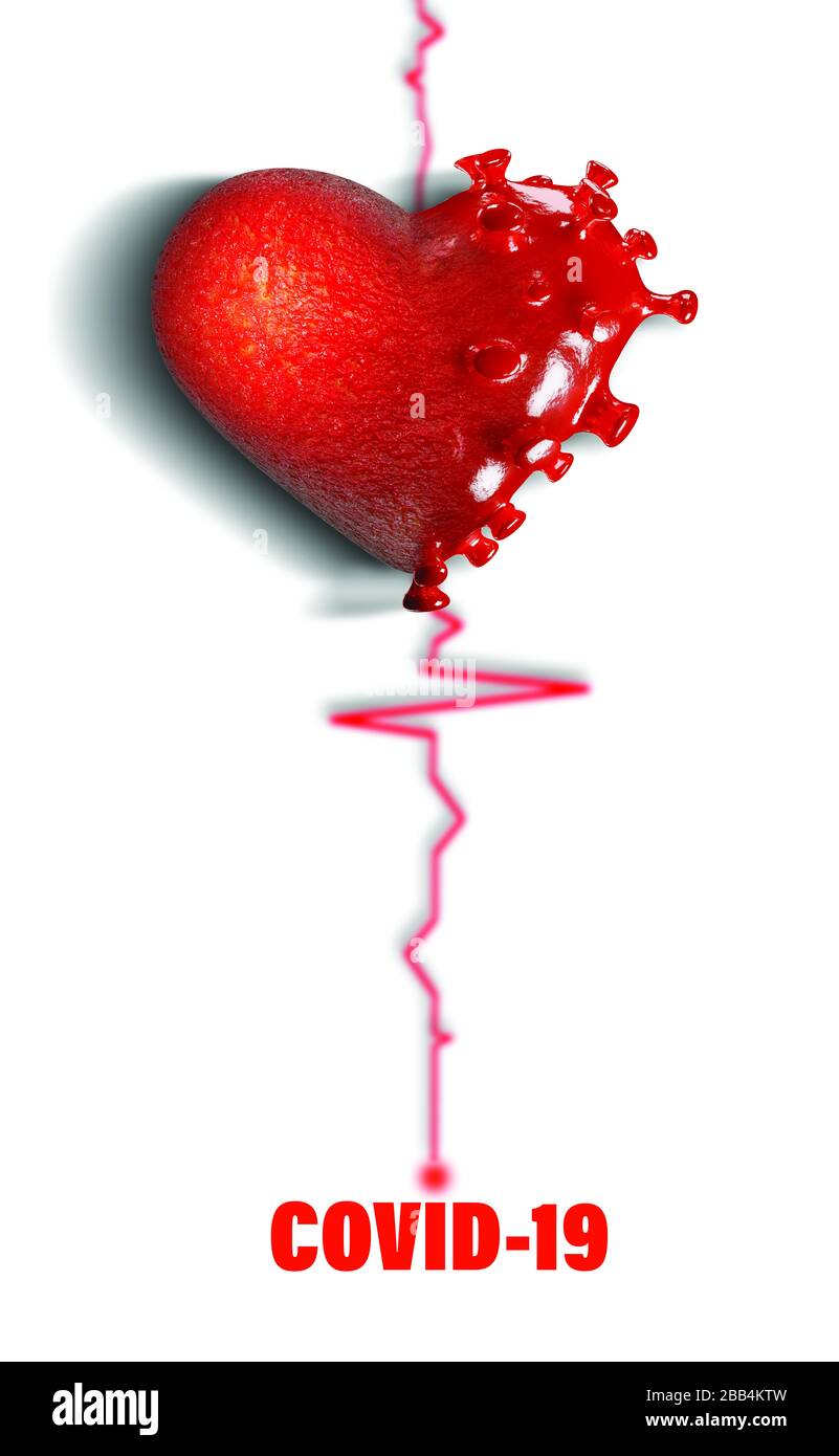 3D render – Concept of cardiogram line of death and health - damaged ...