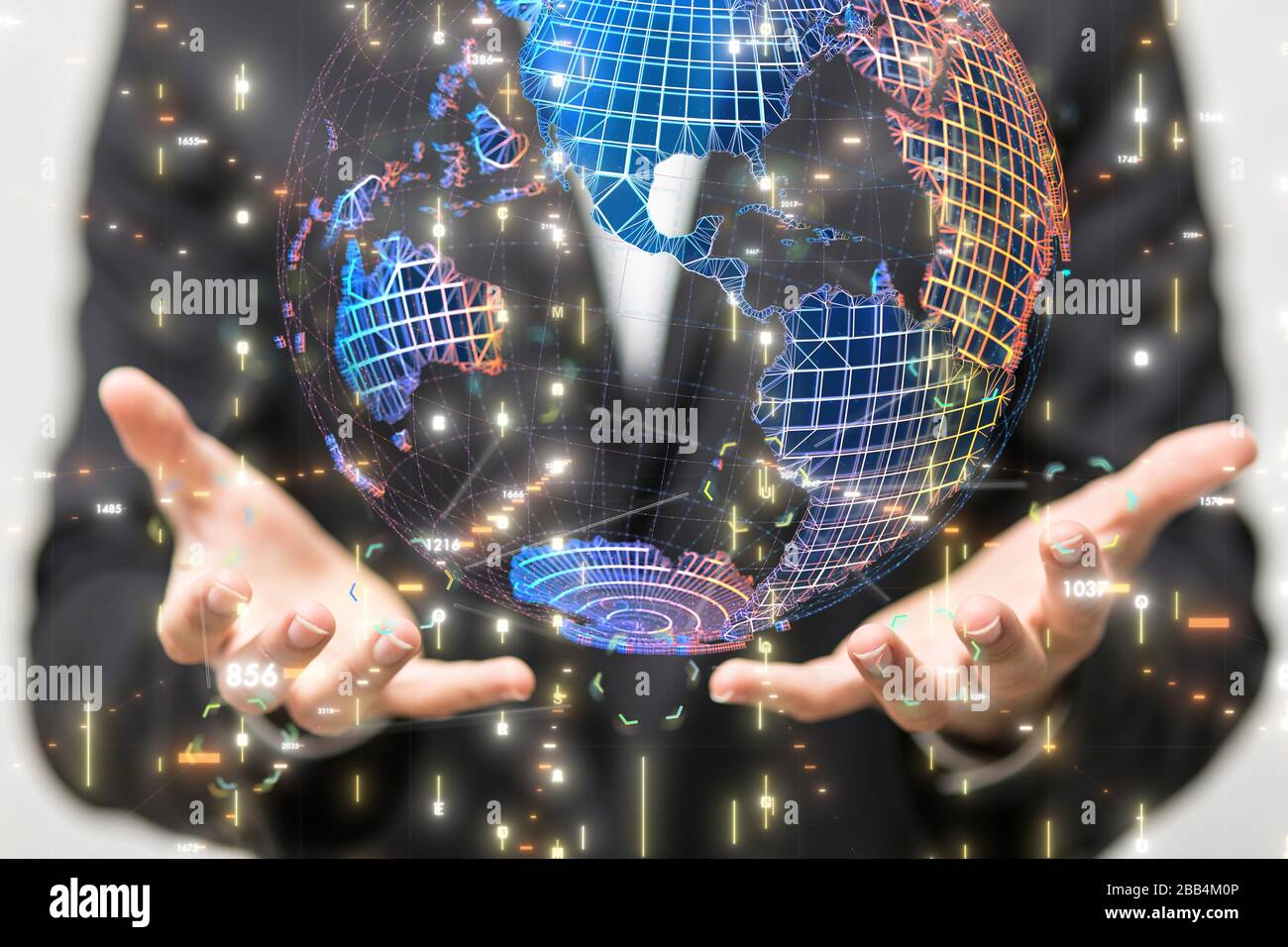 A Big data visualization. Network connection structure Stock Photo - Alamy