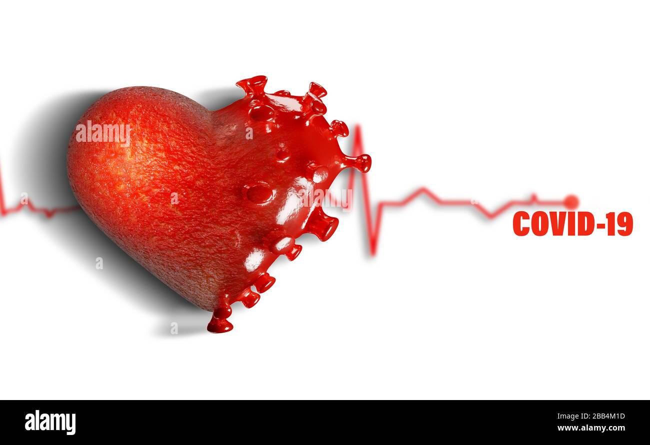 3D render – Concept of cardiogram line of death and health - damaged ...