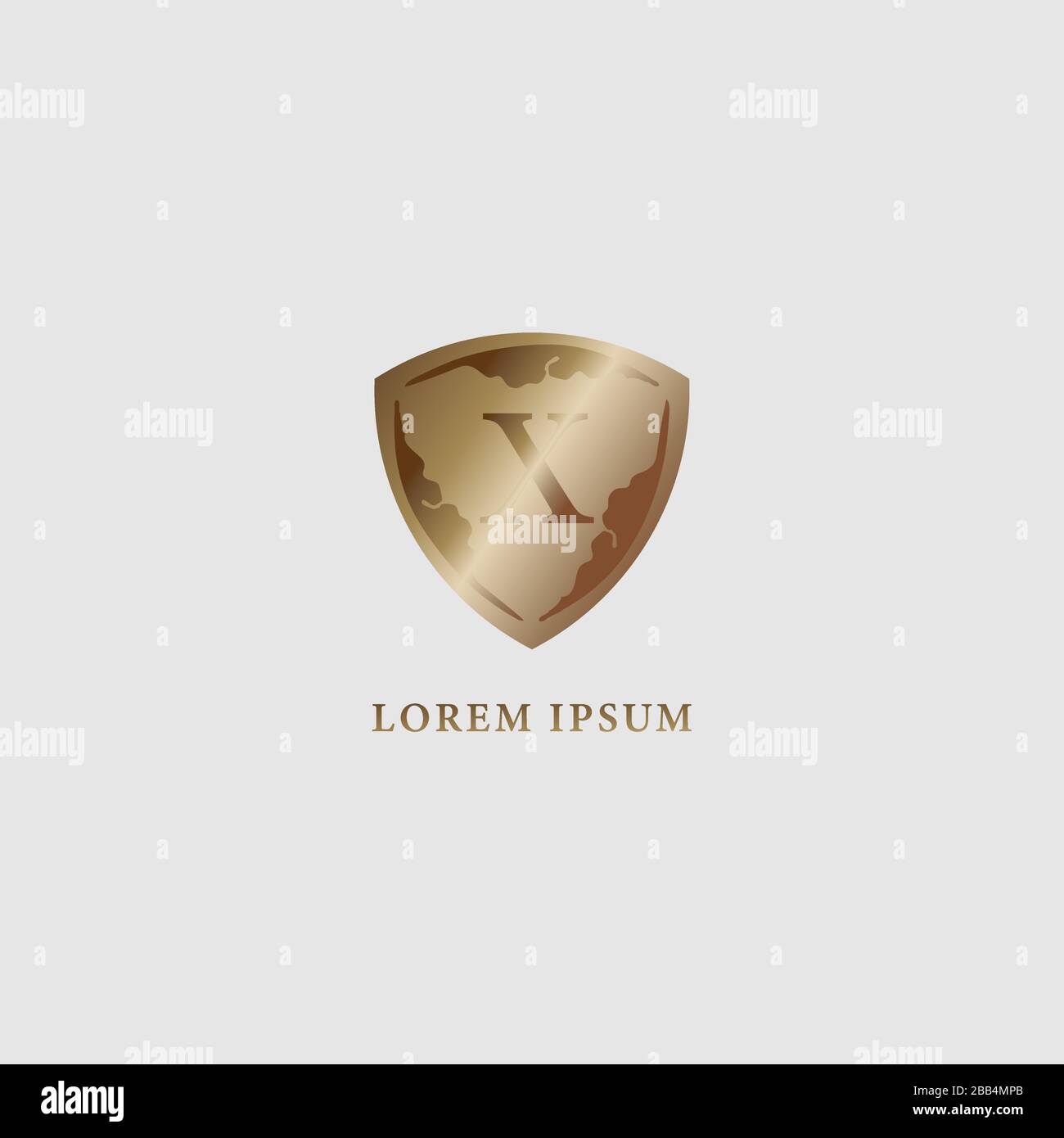 Letter X alphabet logo design template. Luxury gold decorative shield ...