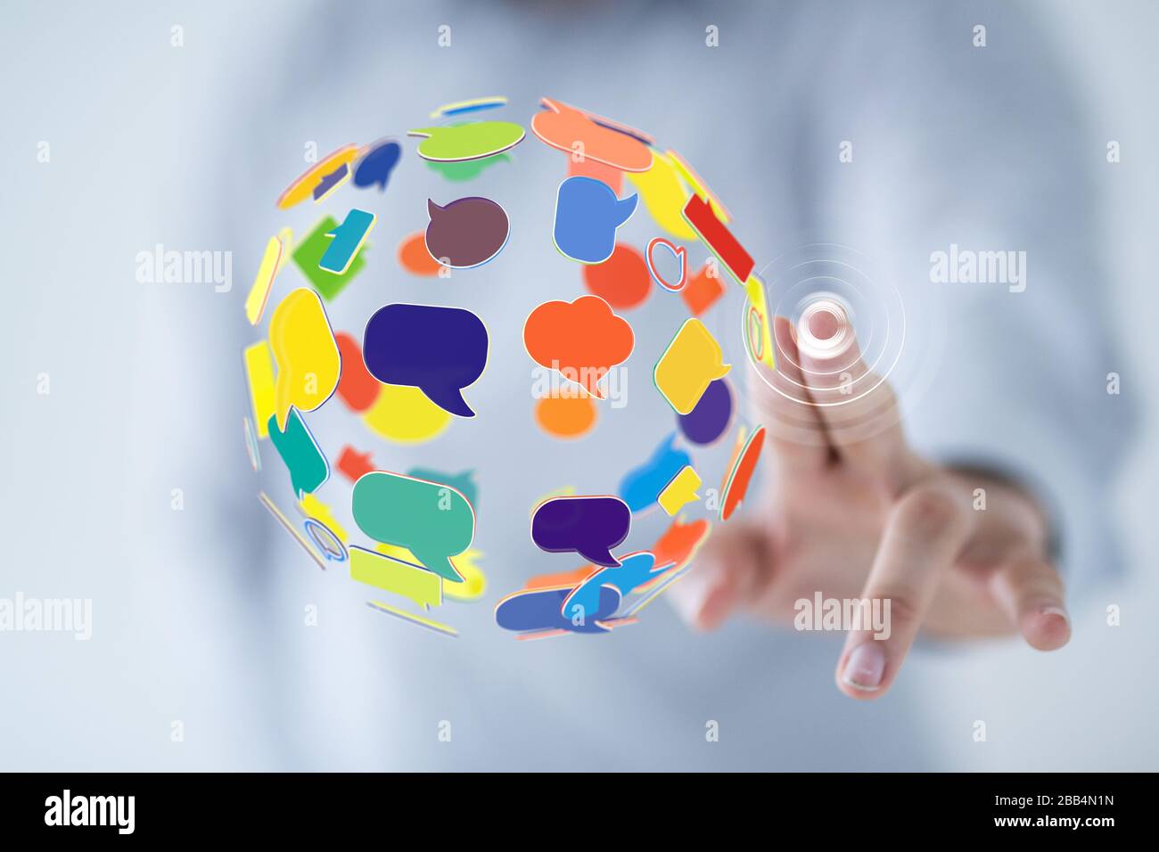 A ilustration of a communication concept. The word communication with ...