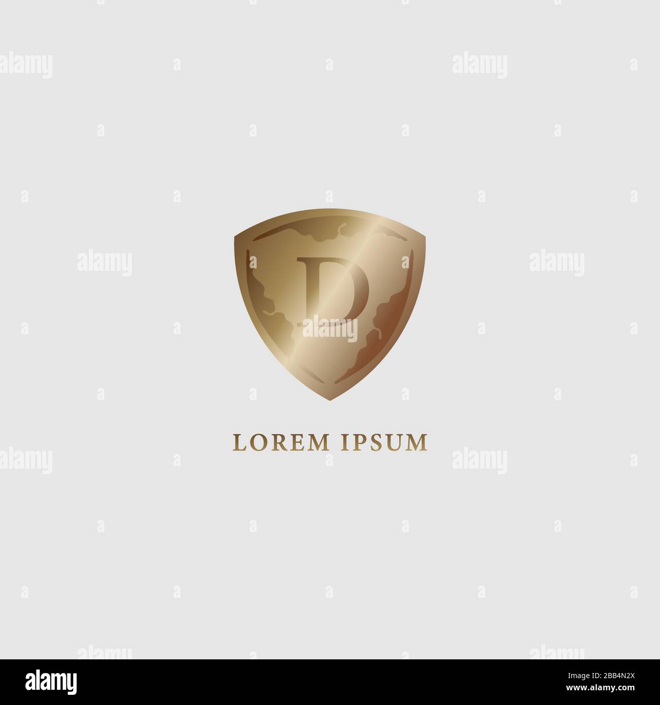 Letter D alphabet logo design template. Luxury gold decorative shield ...