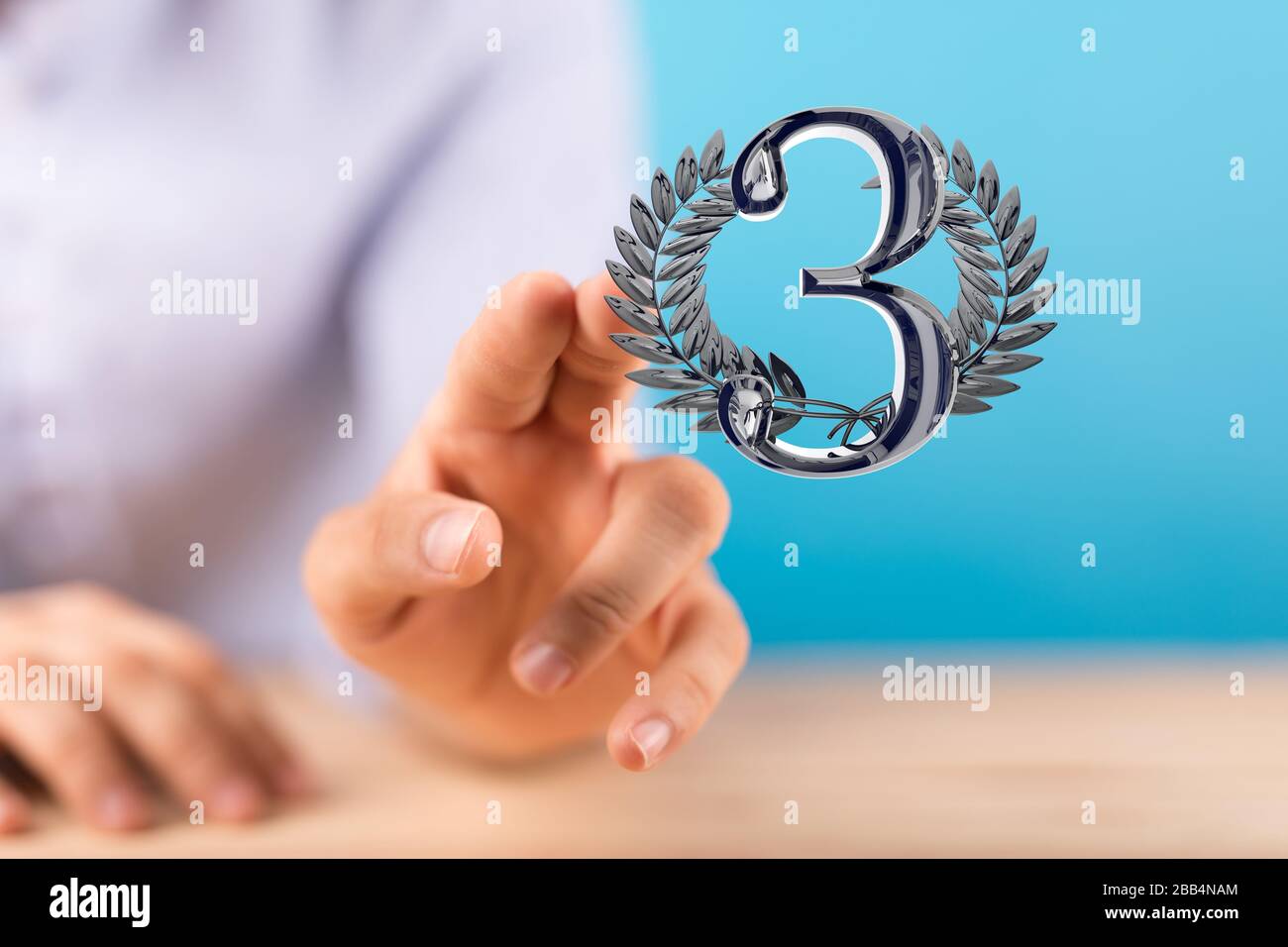 A Three or 3 Years award Digital number award Anniversary 3d Stock ...