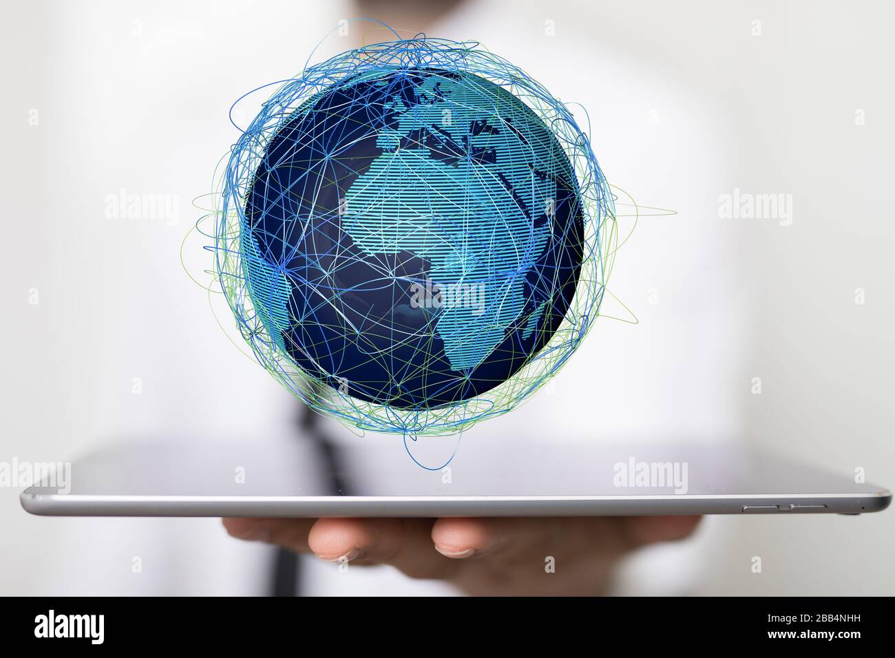 A Hand Holding World digital 3d Stock Photo - Alamy