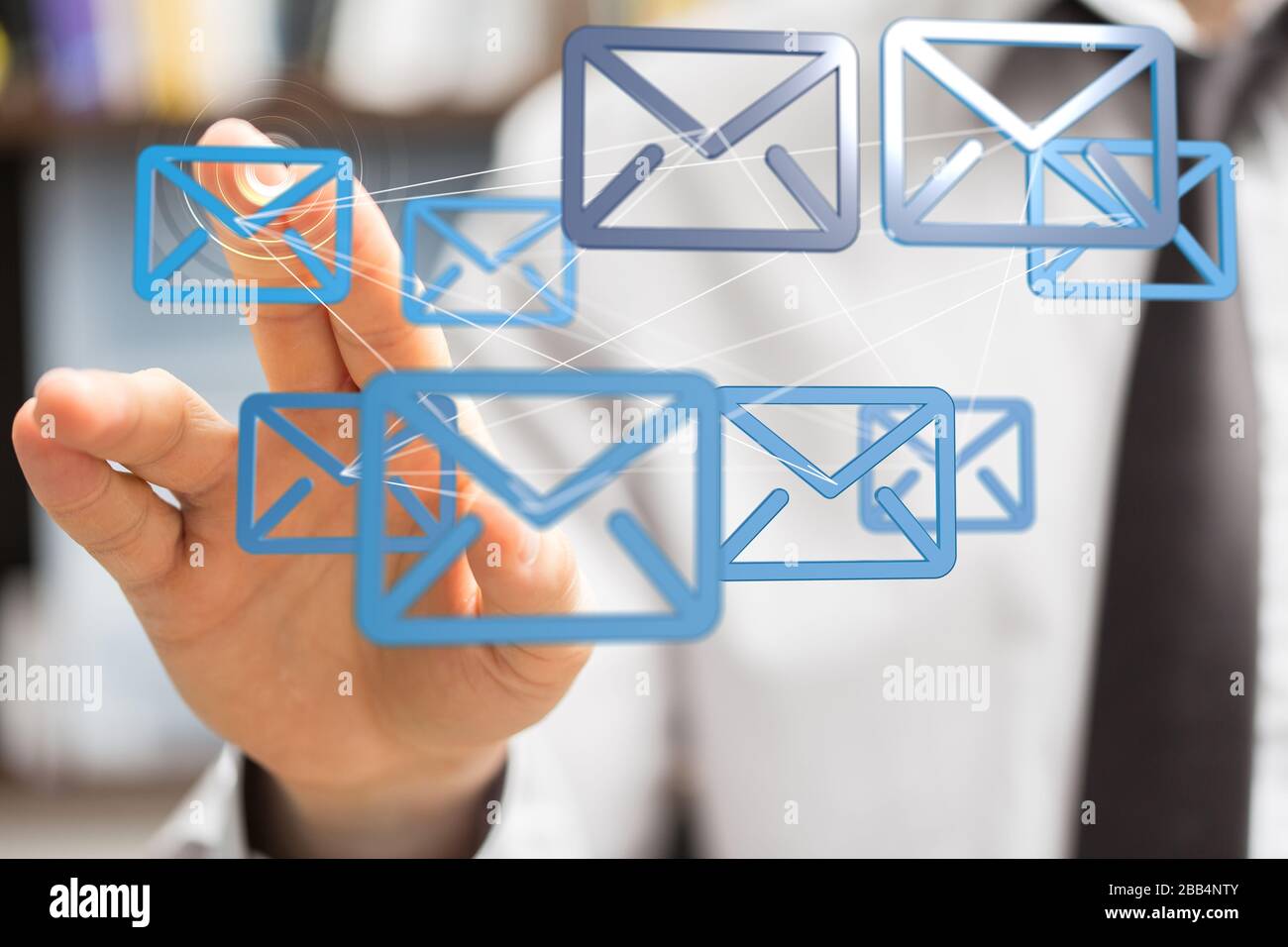 A Hand with an email icon 3d Stock Photo - Alamy