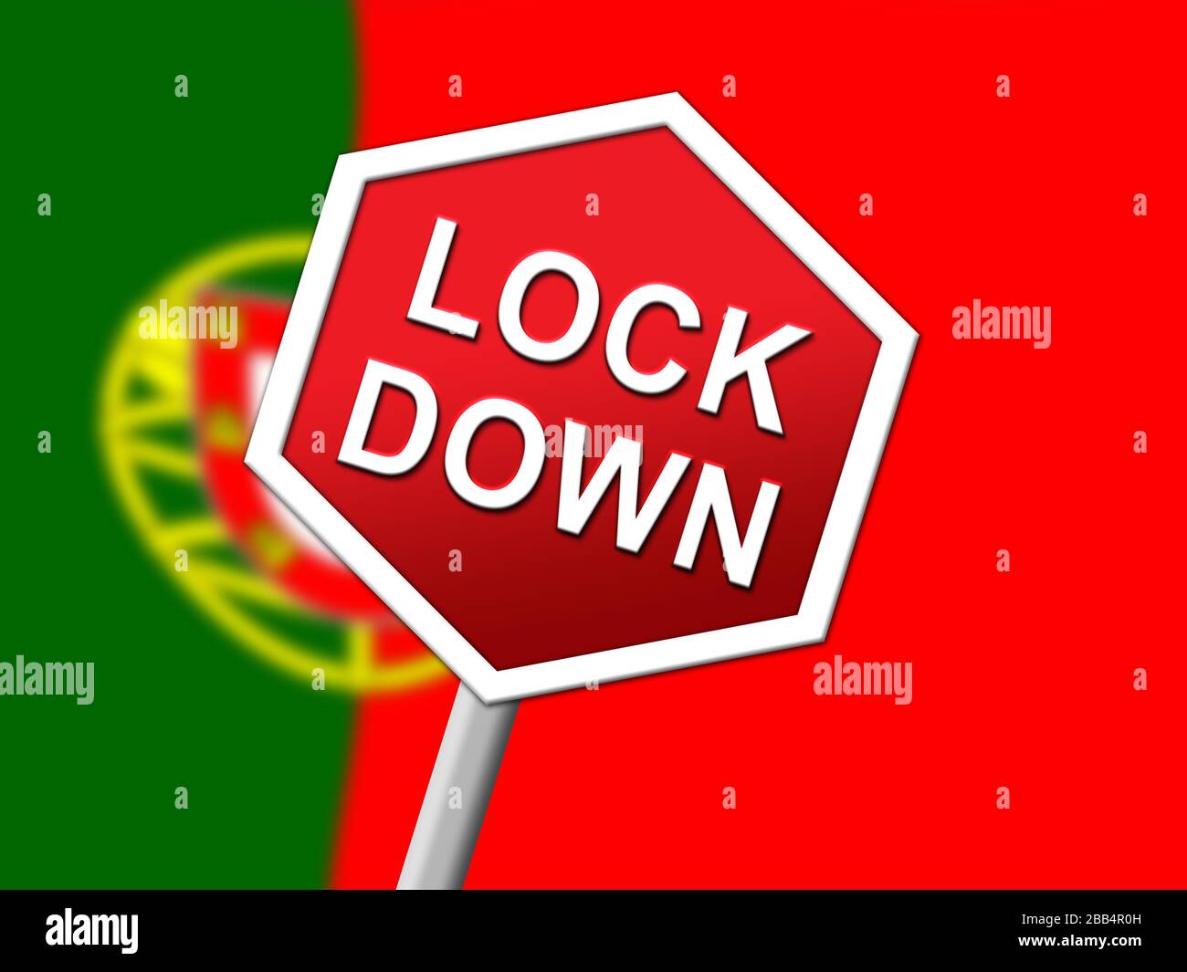 Portugal lockdown sign in solitary confinement or stay home. Portuguese ...