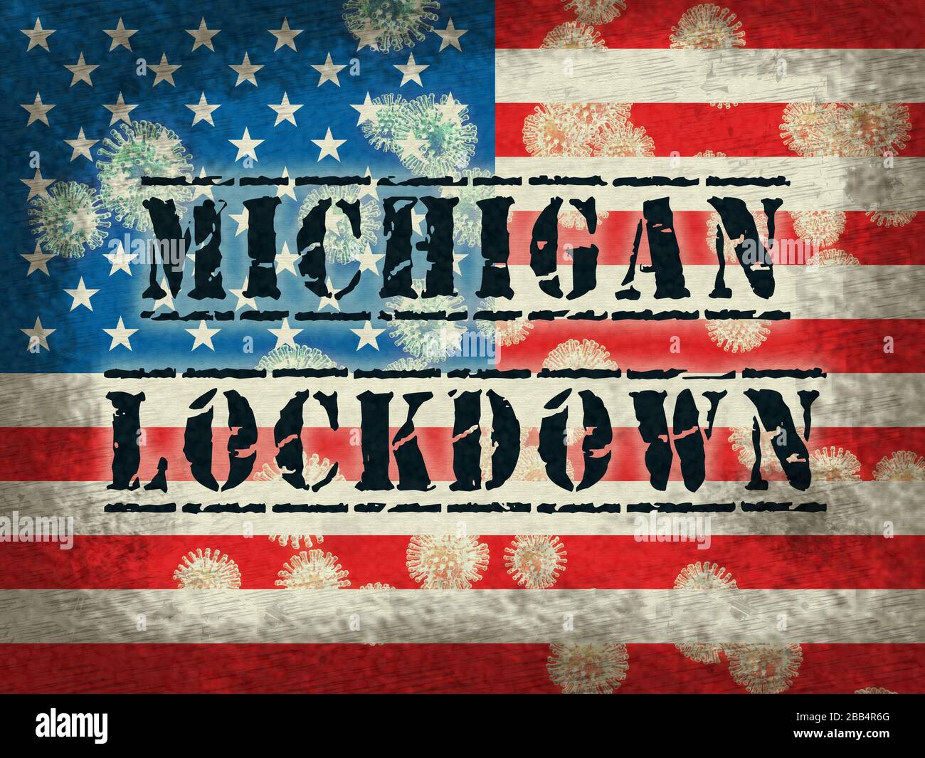 Michigan lockdown means confinement from coronavirus covid-19. MI ...
