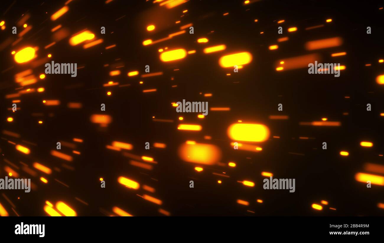 Fast flight of embers in the dark space, 3d rendering computer ...