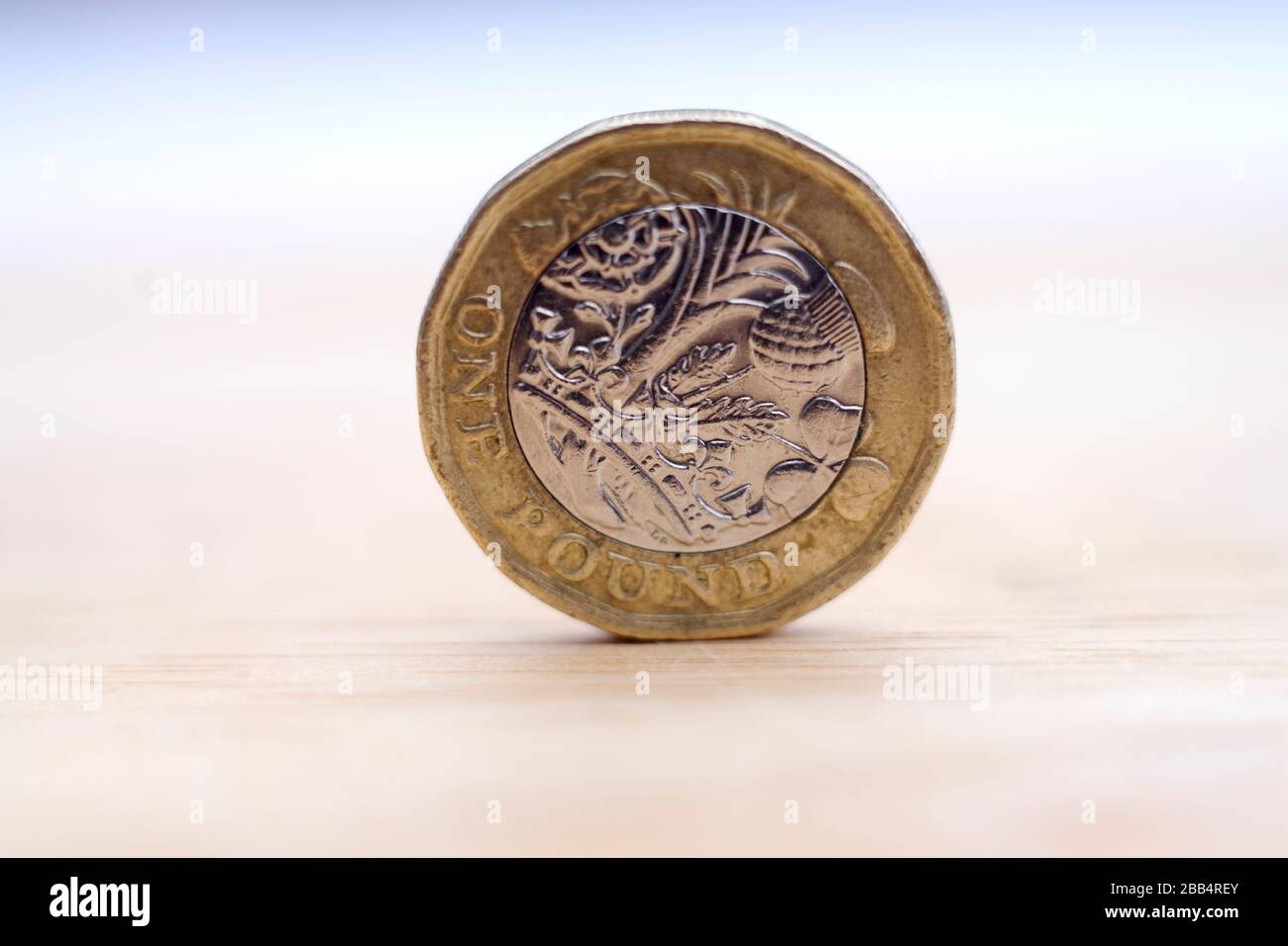 British one pound coin on plain background Stock Photo - Alamy