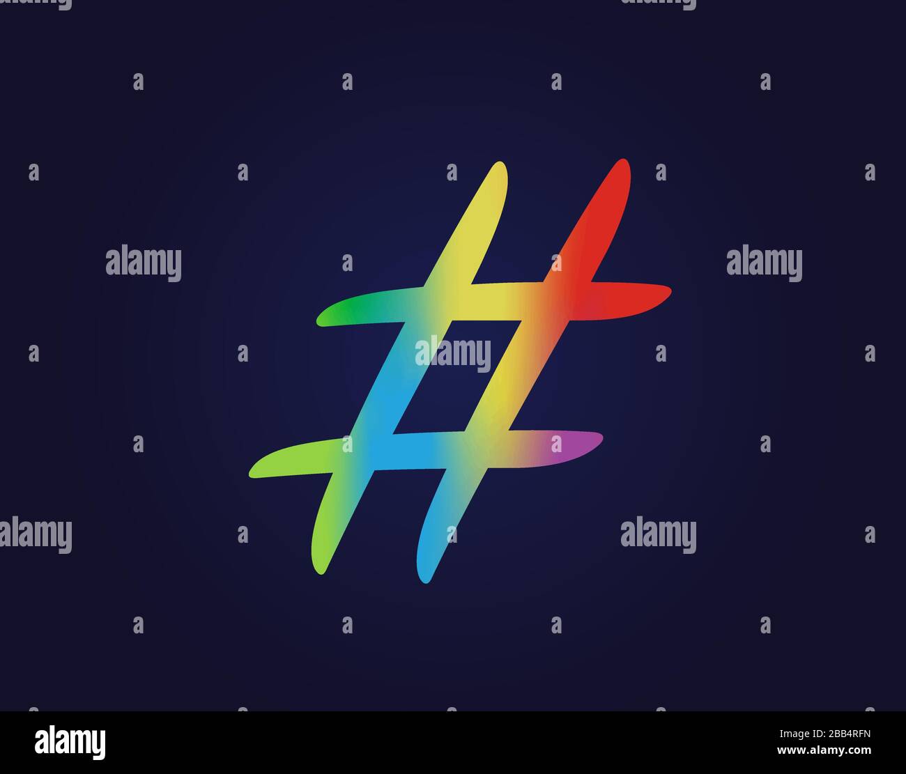 HASHTAG symbol - The isolated elegant rainbow gradient hand writing ...