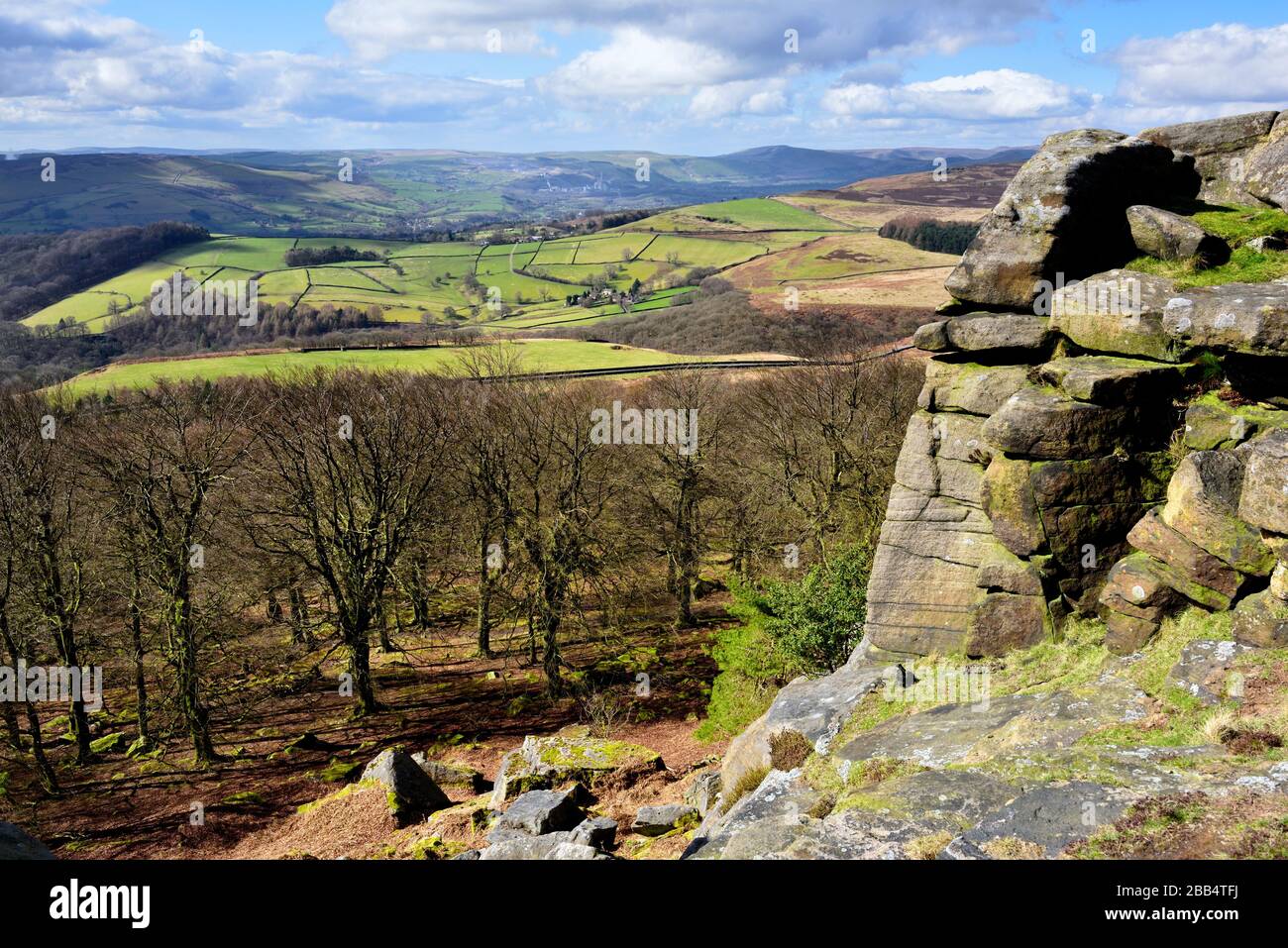 Stanage Edge, gritstone escarpment,Hathersage,Peak district national ...