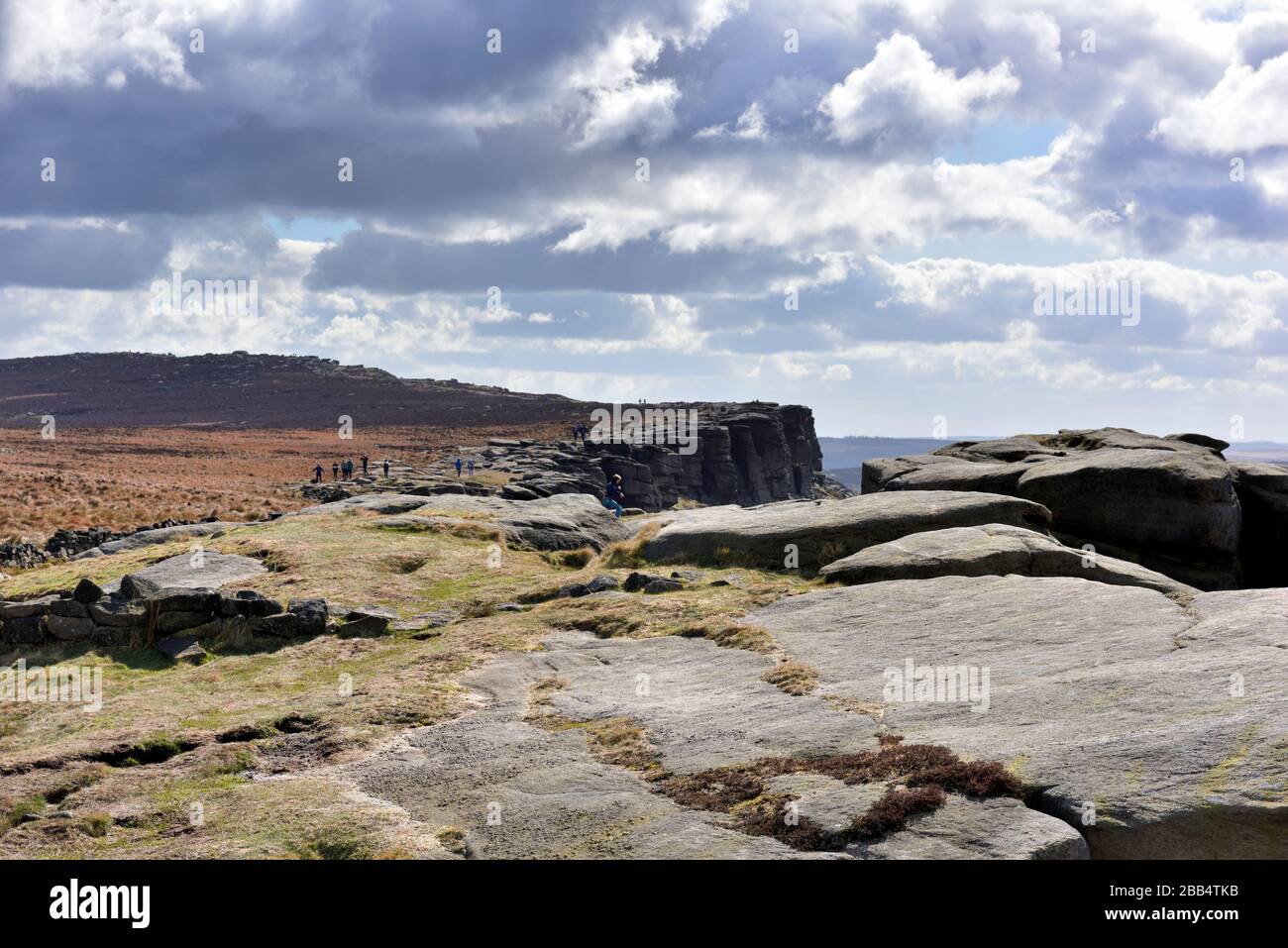 Stanage Edge, gritstone escarpment,Hathersage,Peak district national ...