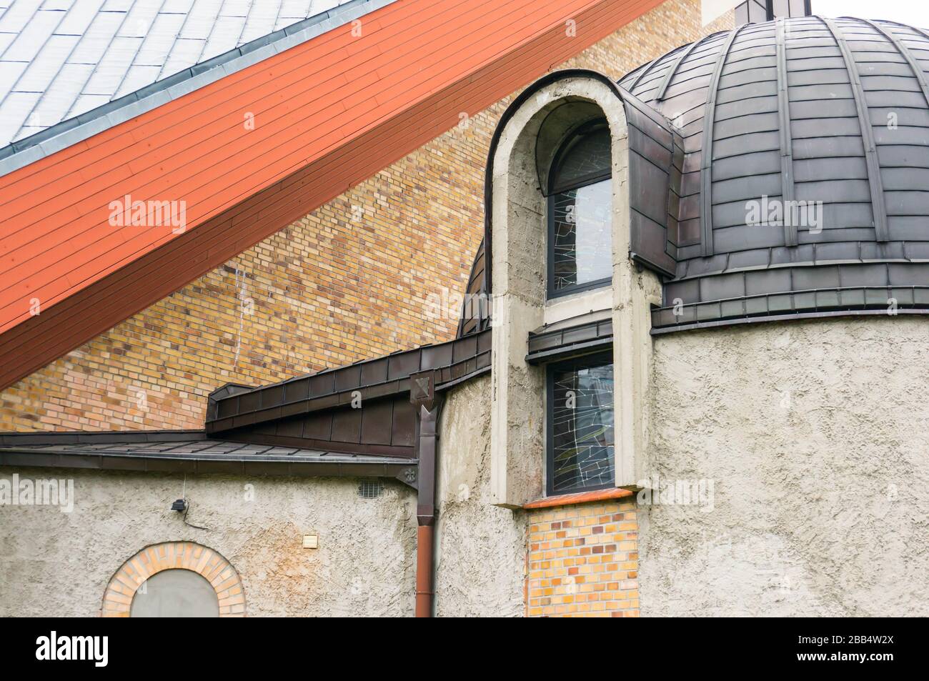 Closeup shot of a circular building with windows Stock Photo - Alamy