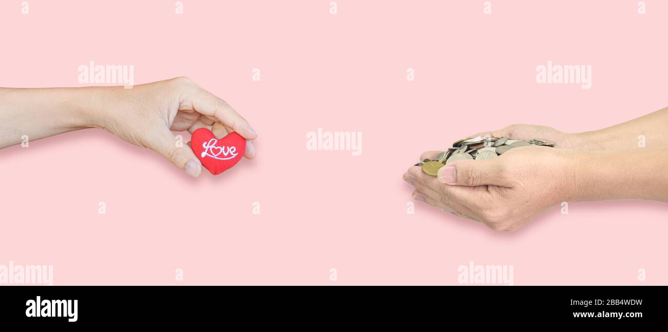 Money buy love, Heart shape symbol and price. Buying love concept Stock ...