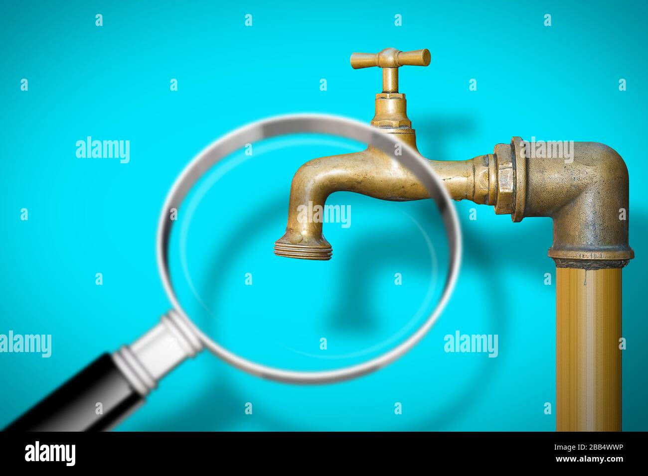 Looking for water - concept image with a detail of a old water brass ...
