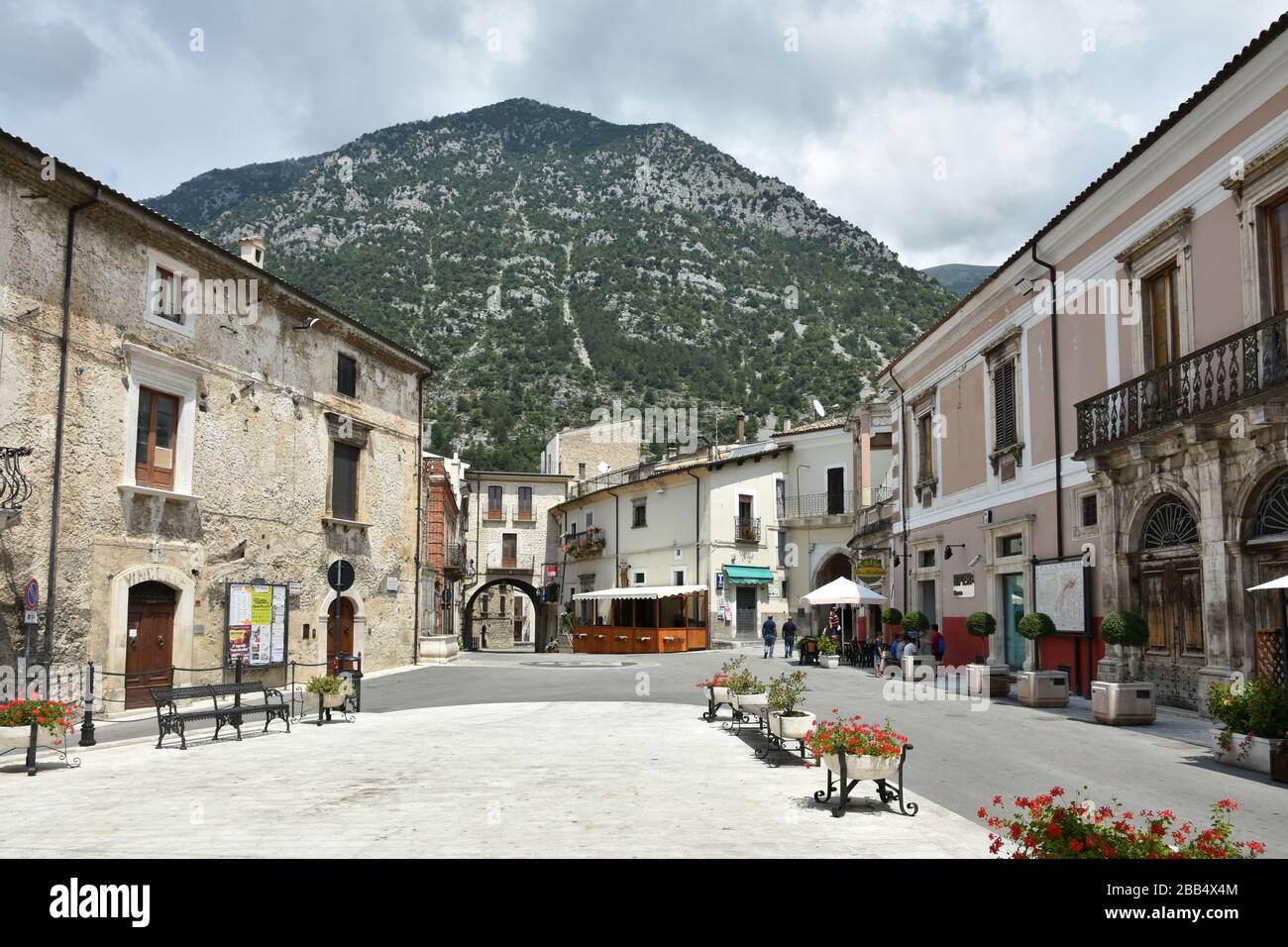 The square of the cathedral village of Pacentro, Italy Stock Photo - Alamy