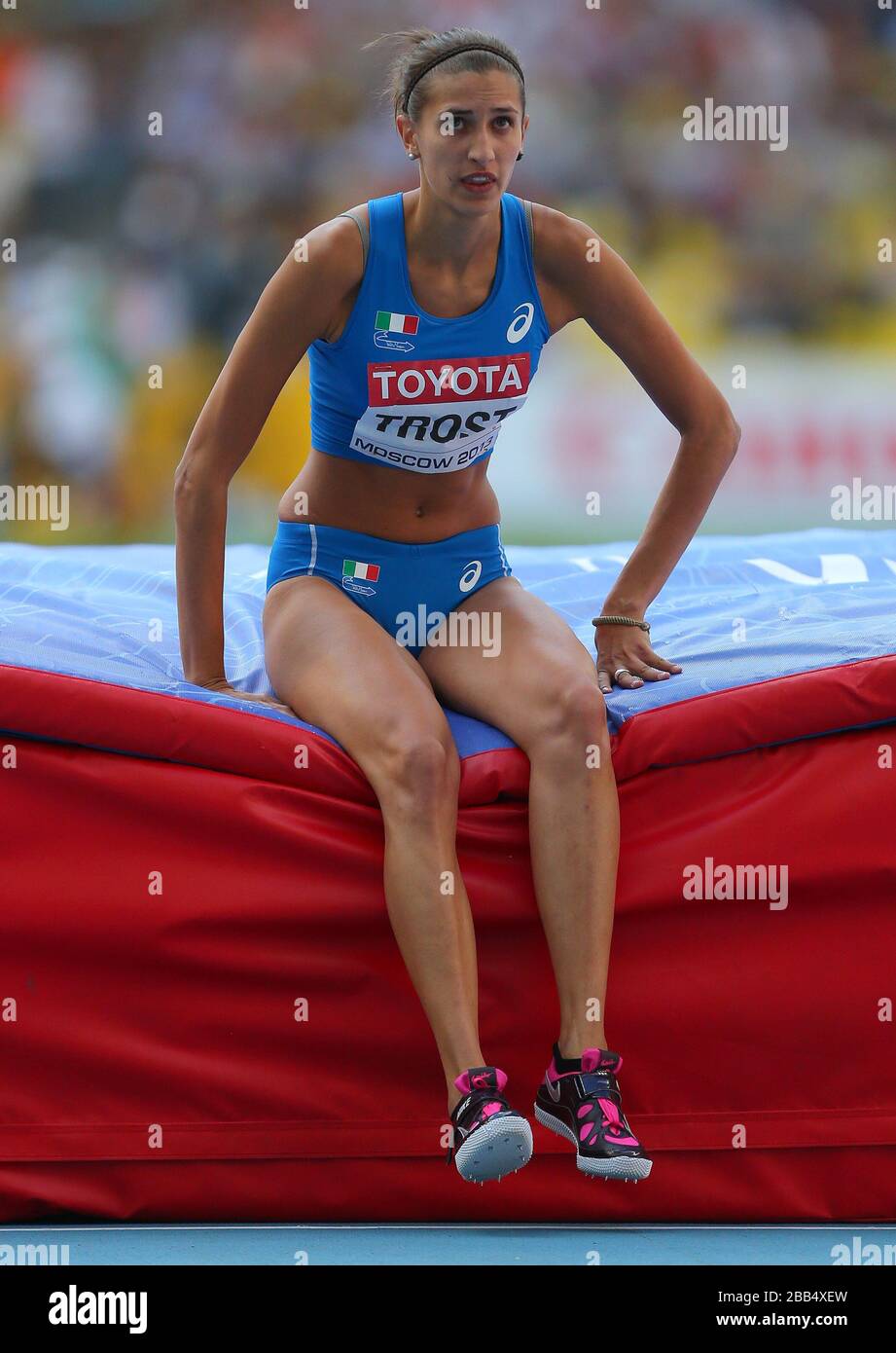Italy's Alessia Trost after a jump in the final of the women's high ...