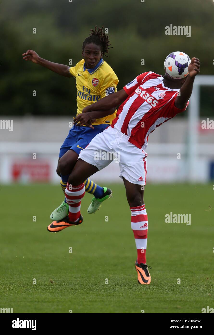 Stoke City's James Alabi and Arsenal's Tafari Moore during the Barclays ...