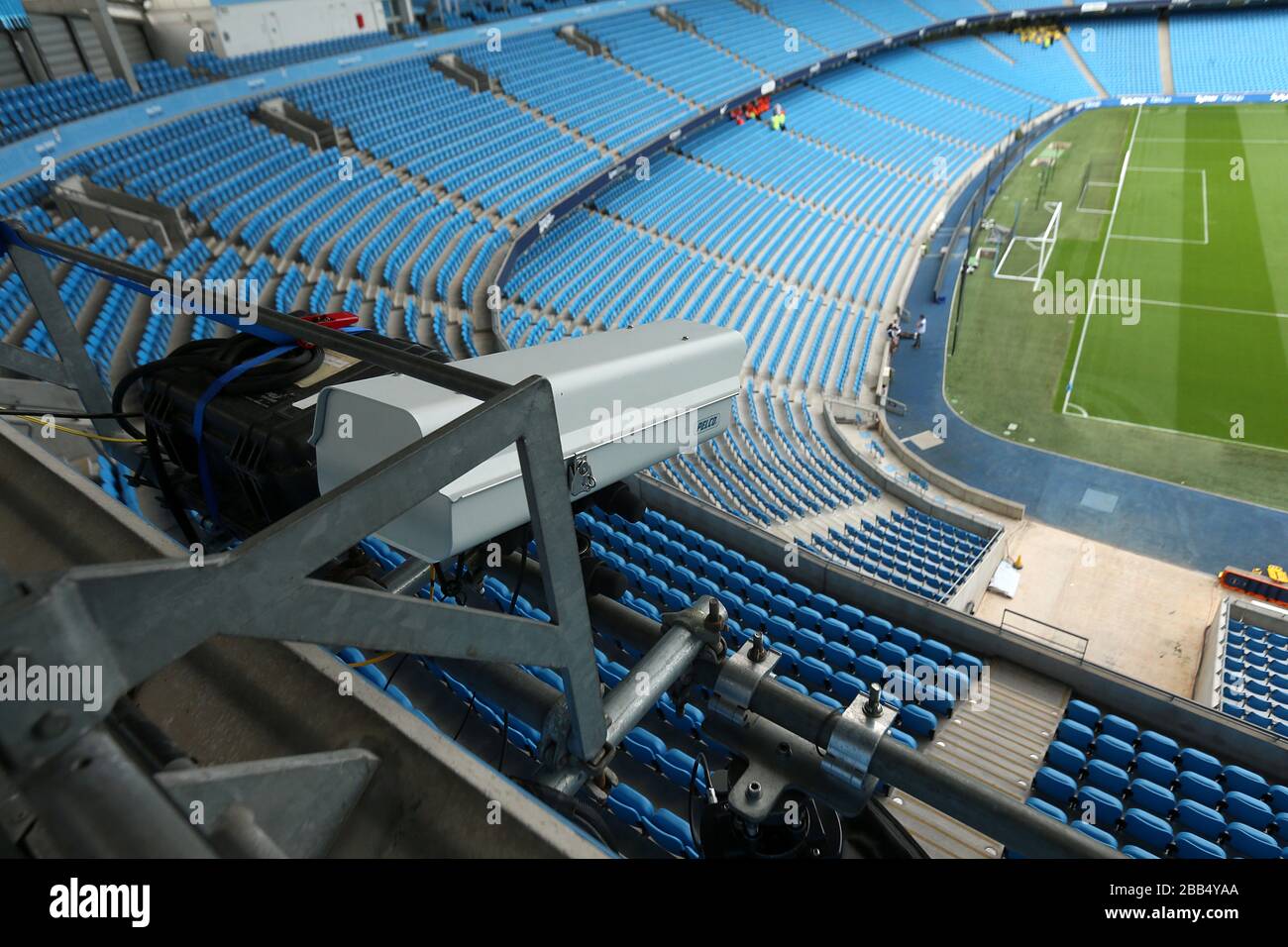 Goal Decision System set-up at the Etihad Stadium Stock Photo - Alamy