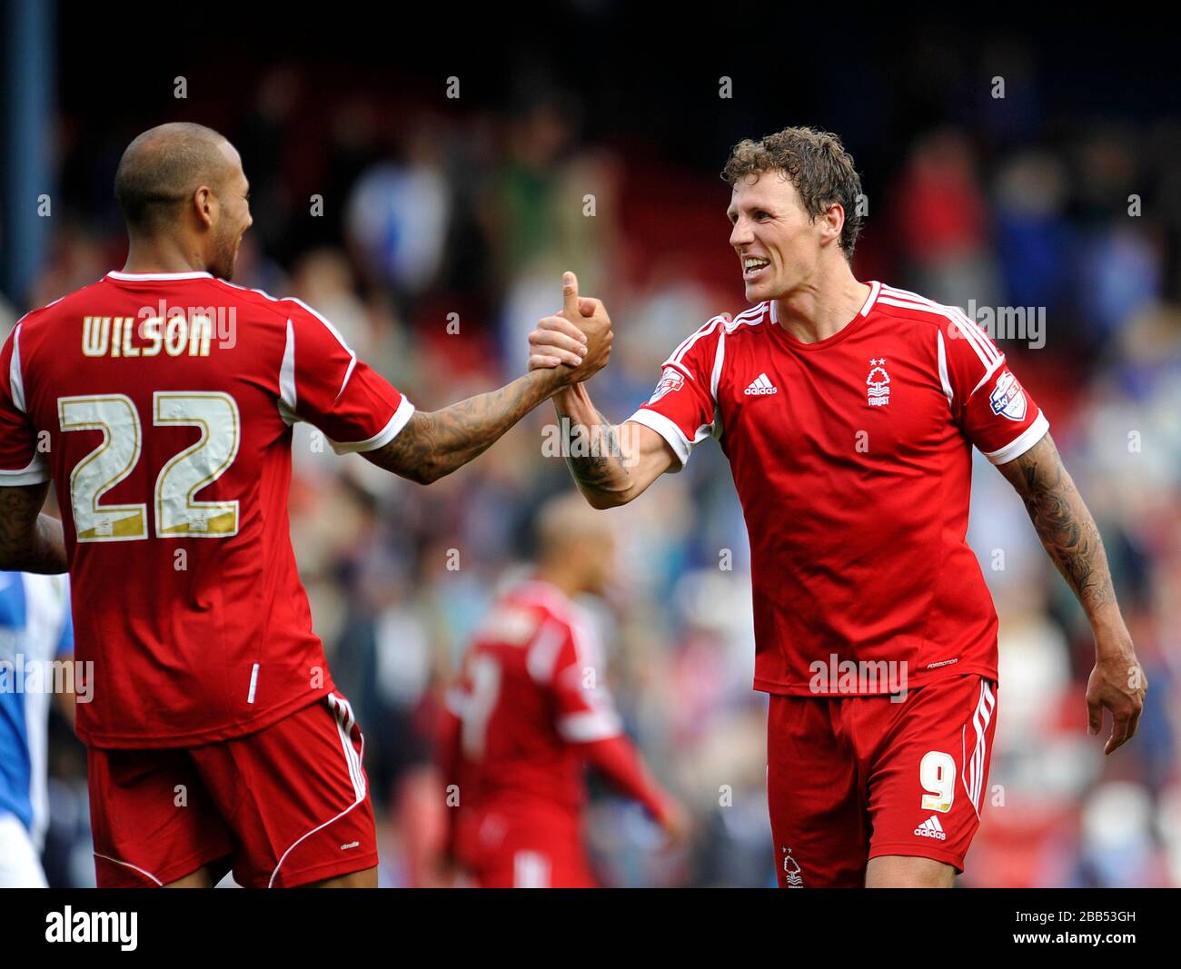 Nottingham Forest's Darius Henderson (Right) celebrates team-mate ...
