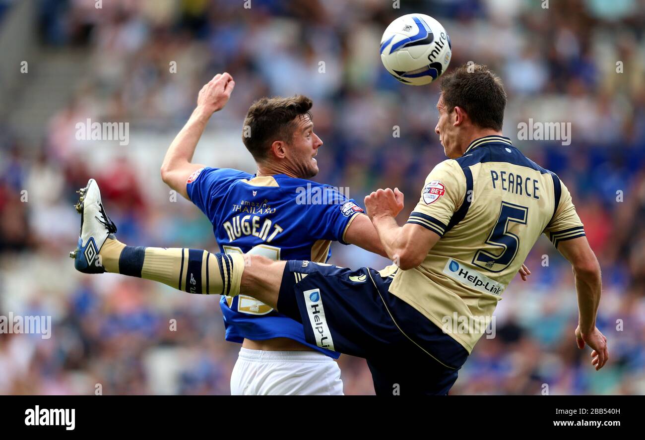 Leicester City's David Nugent and Leeds United's Jason Pearce Stock ...