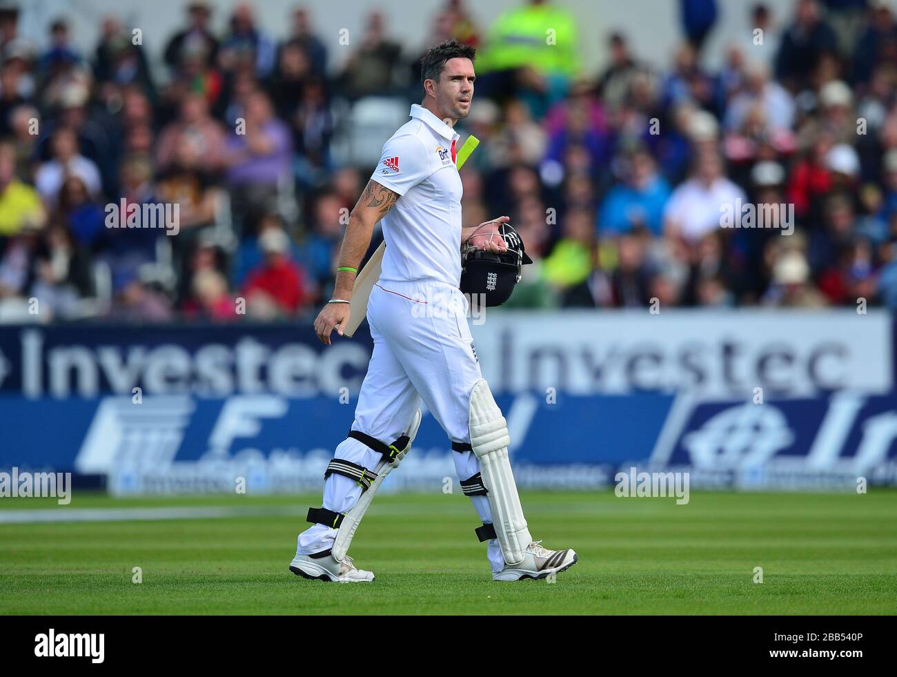 England's Kevin Pietersen walks of after being caught out by Australia ...