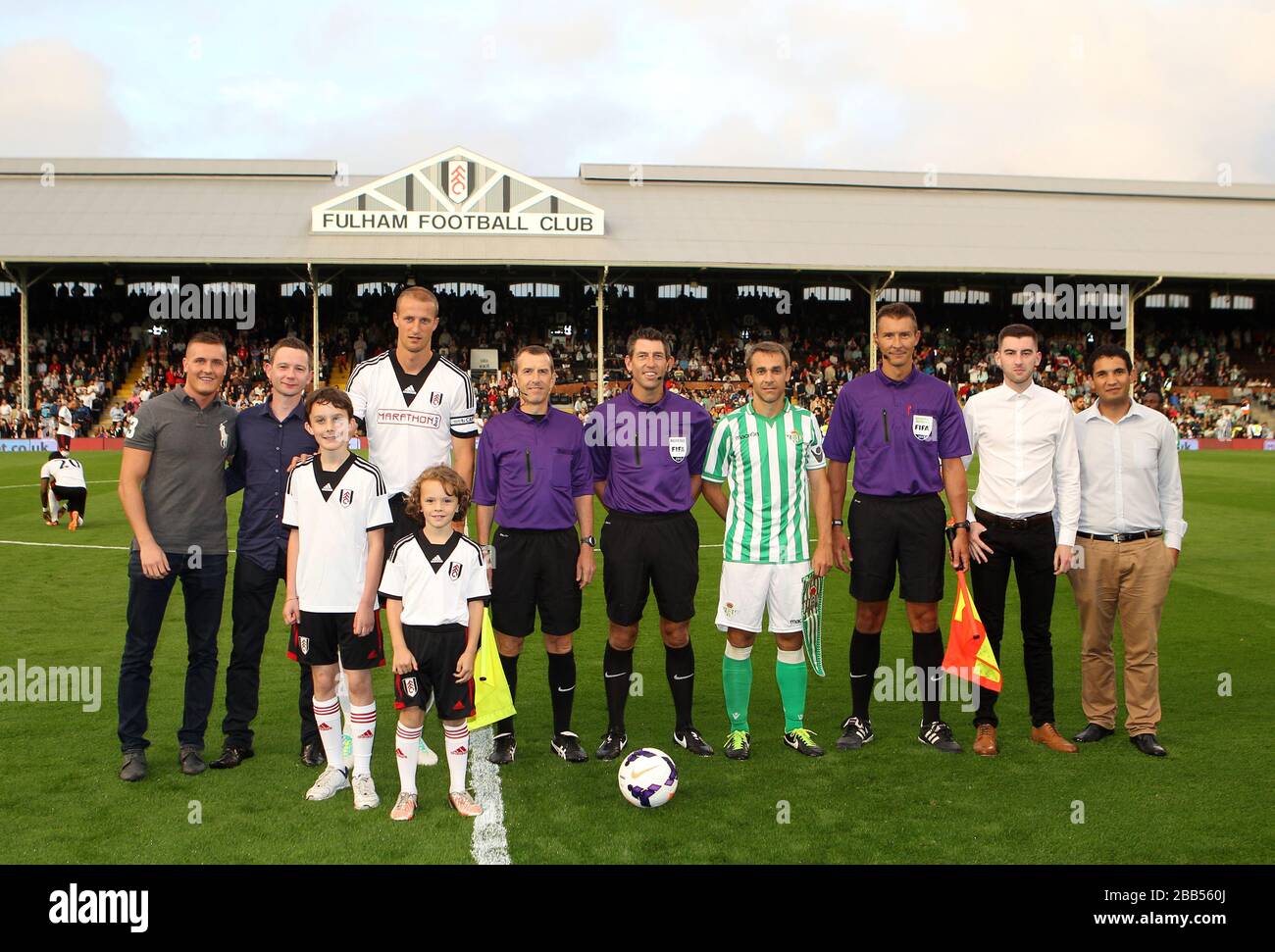 Fulham captain Brede Hangeland (left) and Real Betis captain Nacho ...