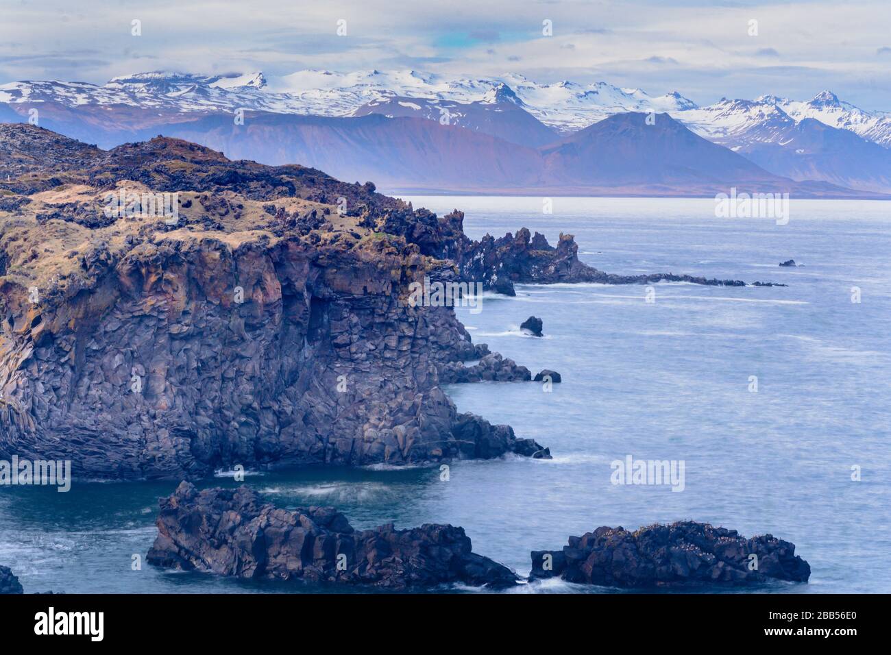 Seascape in Icelandic Hellnar village. Snaefellsnes peninsula in ...