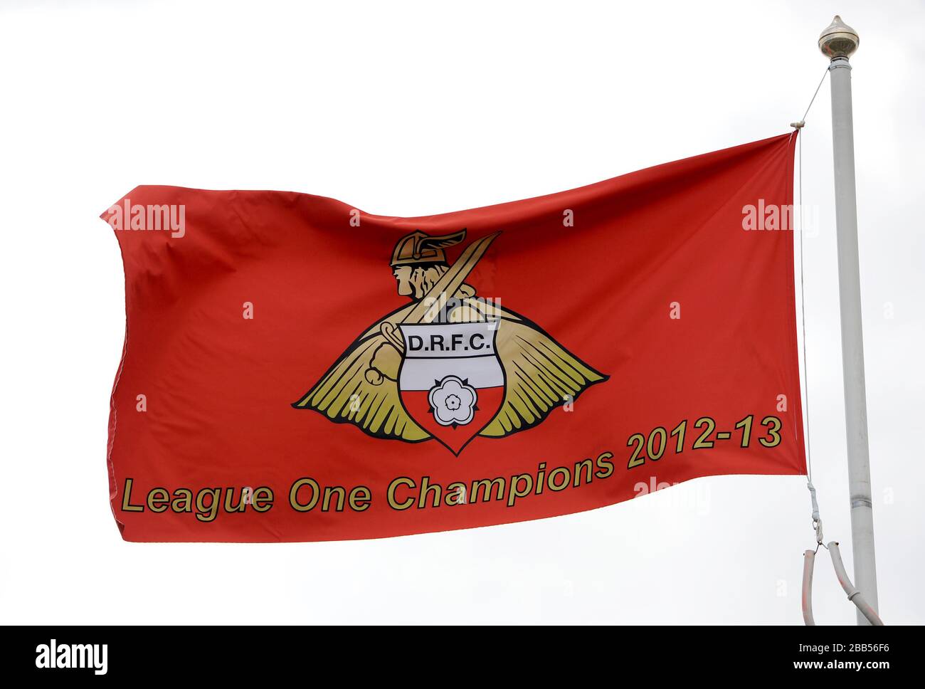A Doncaster Rovers flag high above the Keepmoat Stadium Stock Photo - Alamy