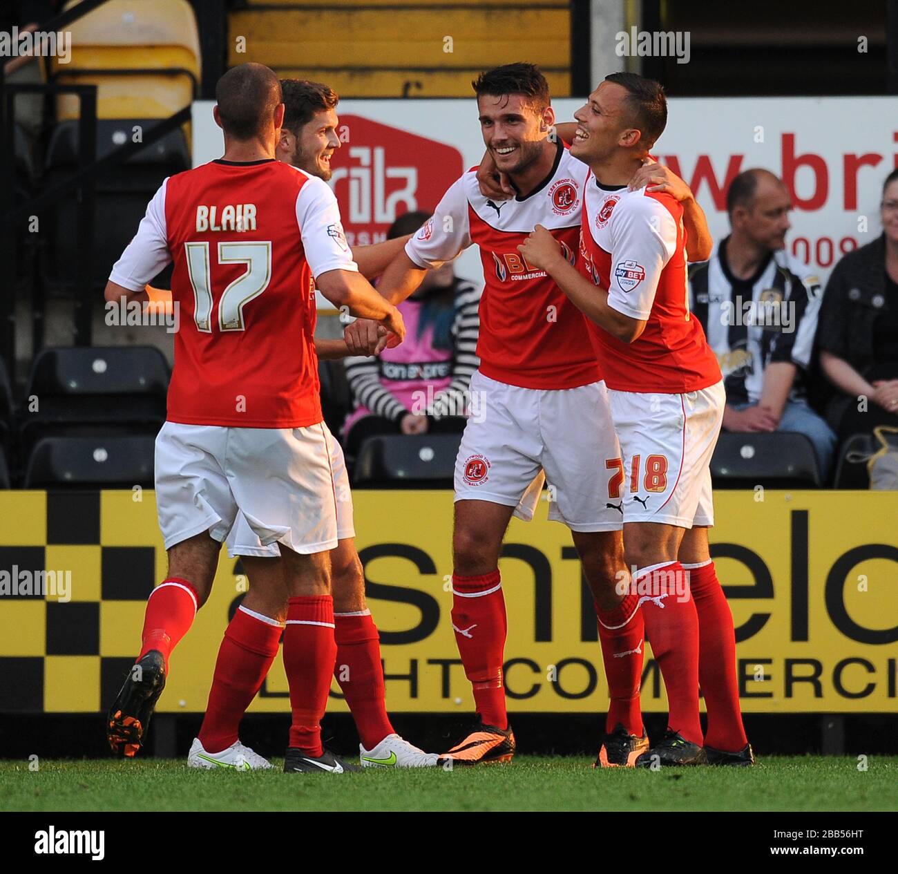 Fleetwood Town's Gareth Evans (2nd left) celebrates with his team mates ...
