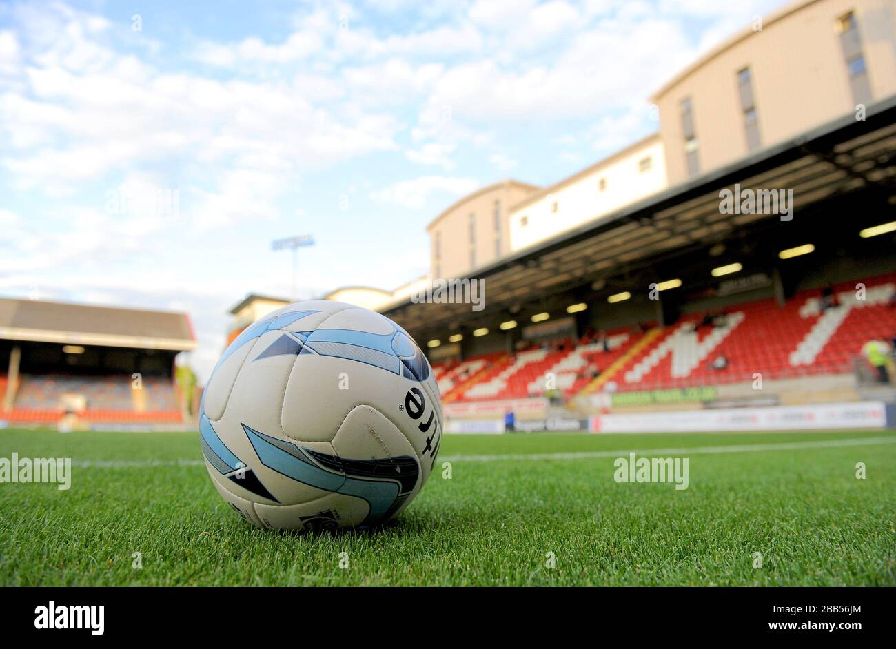 A Coventry City match ball on the pitch at the Matchroom Stadium Stock ...