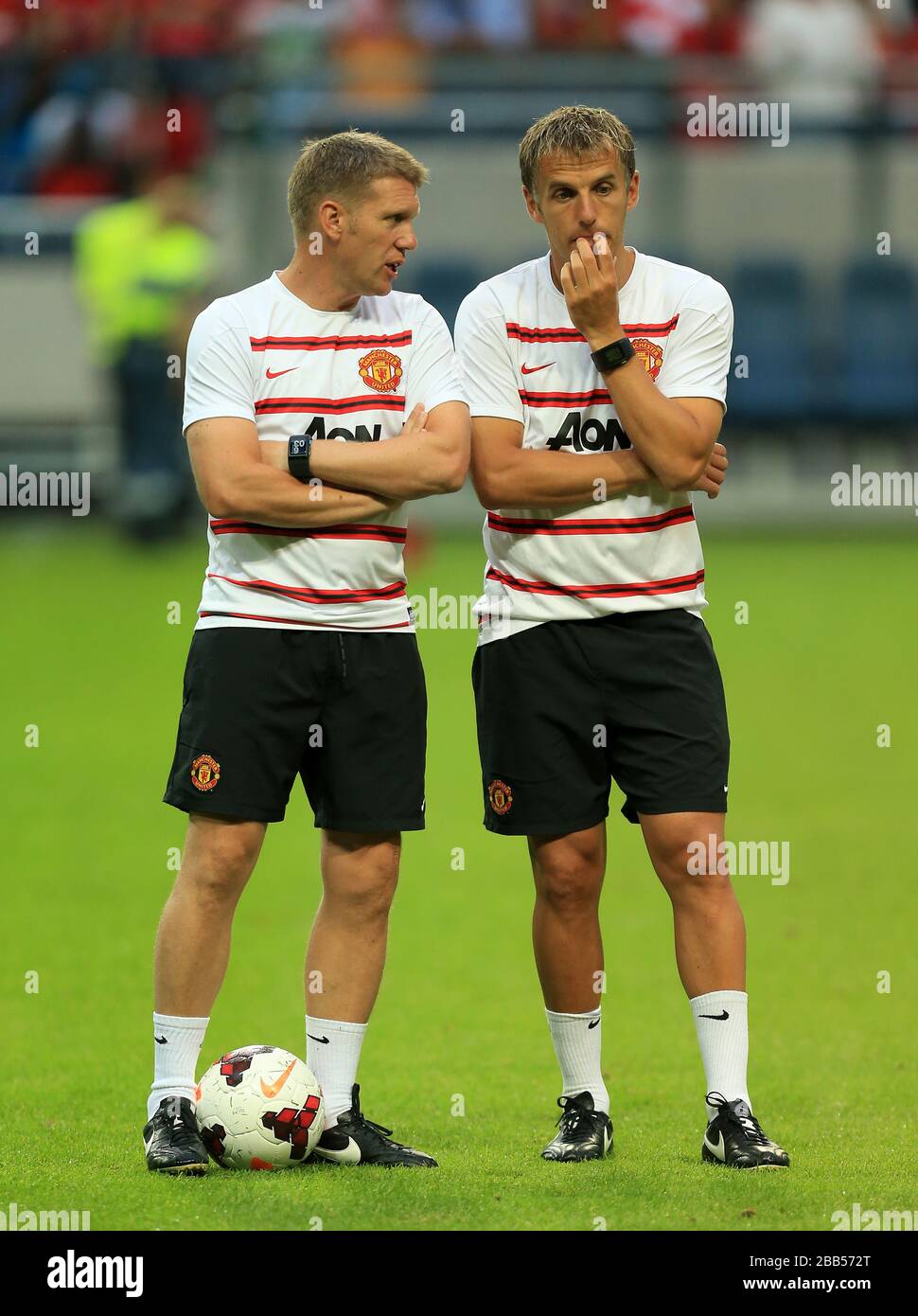Manchester United assistant manager Steve Round (left) with coach Pill ...