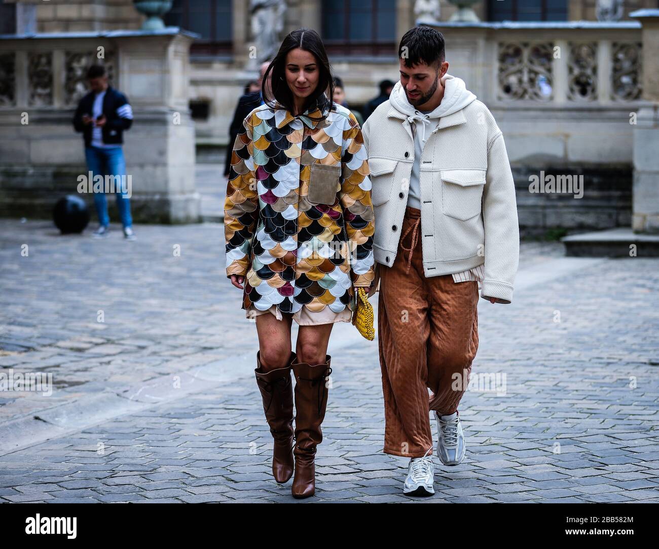 PARIS, France- March 3 2019: Alice Barbier and Jean Sebastian Roques on ...