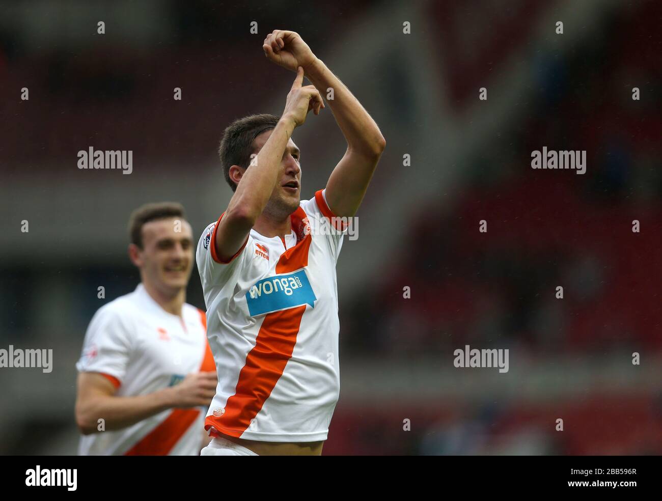 Blackpool's Chris Basham celebrates scoring during the match at the ...
