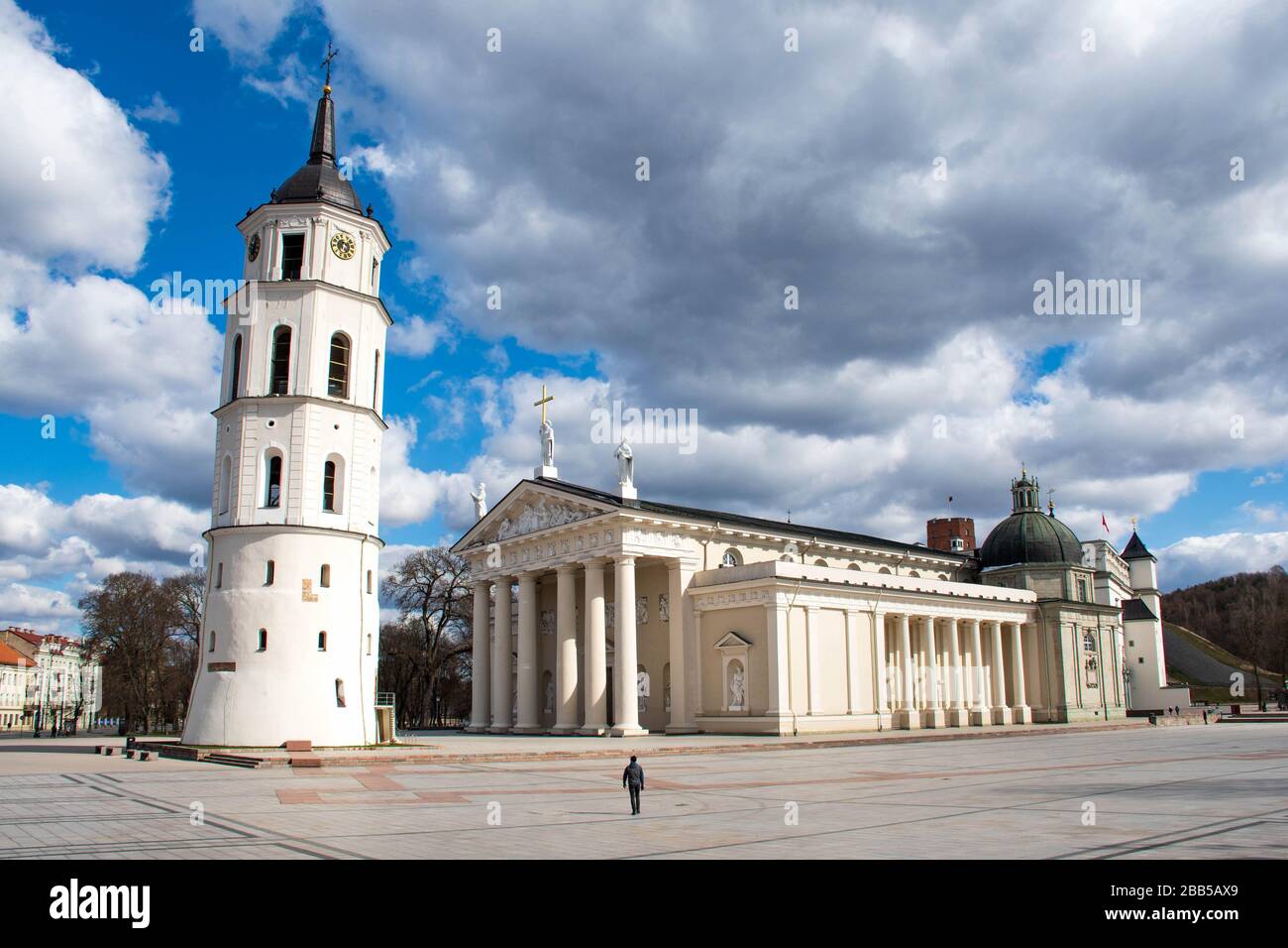 The Cathedral Square, main square of the Vilnius Old Town, with tower ...